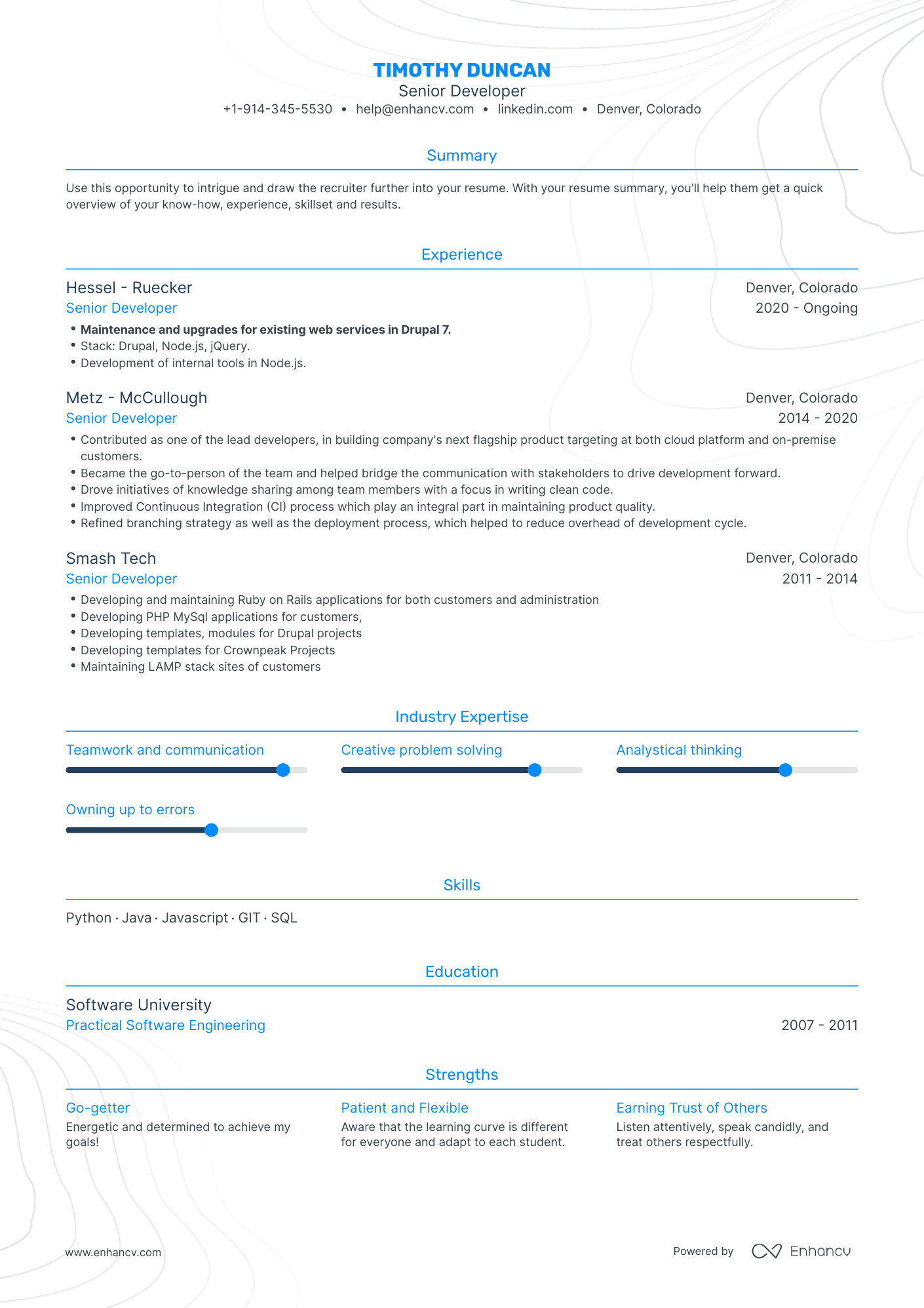 Senior Developer Resume Examples & Guide for 2023 (Layout, Skills ...