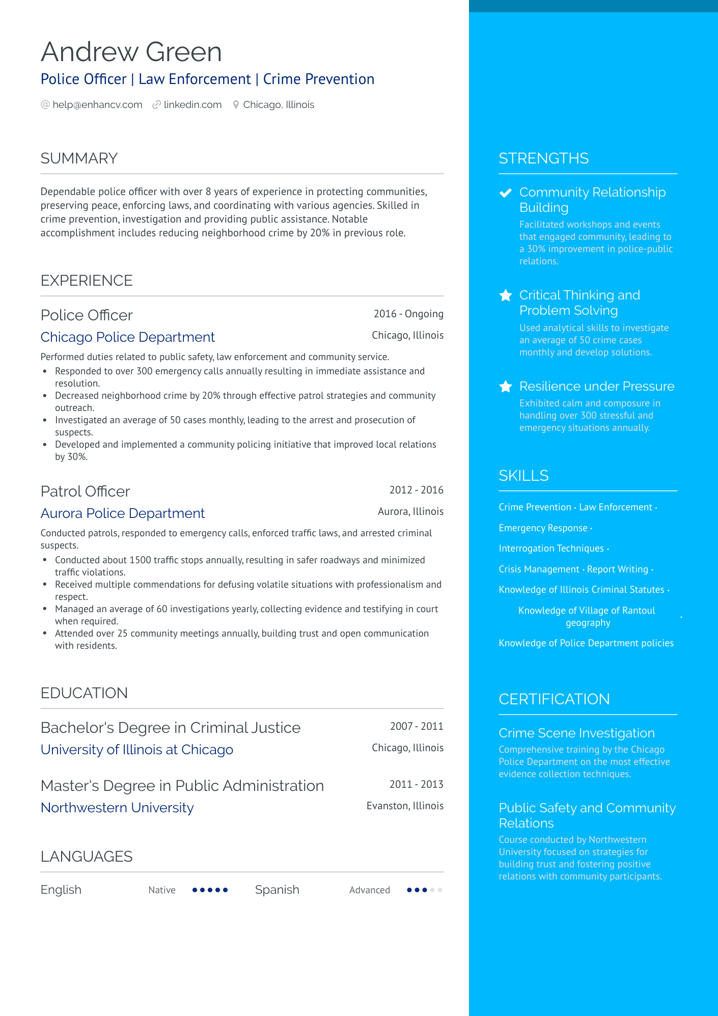 10 Police Officer Resume Examples & Guide for 2024