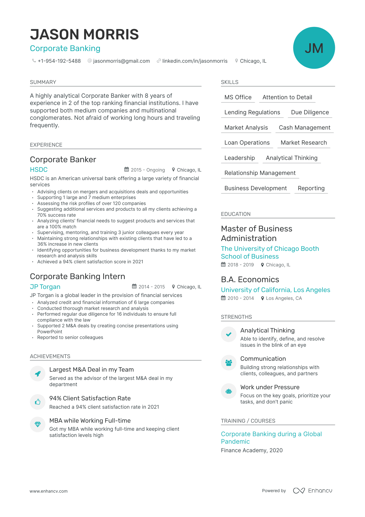 5 Corporate Banking Resume Examples & Guide for 2023