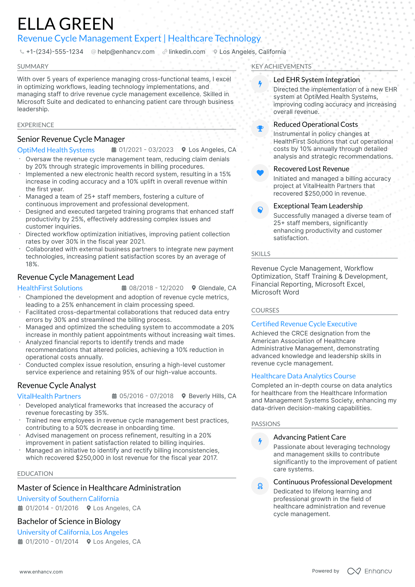 10 Revenue Cycle Manager Resume Examples & Guide for 2026