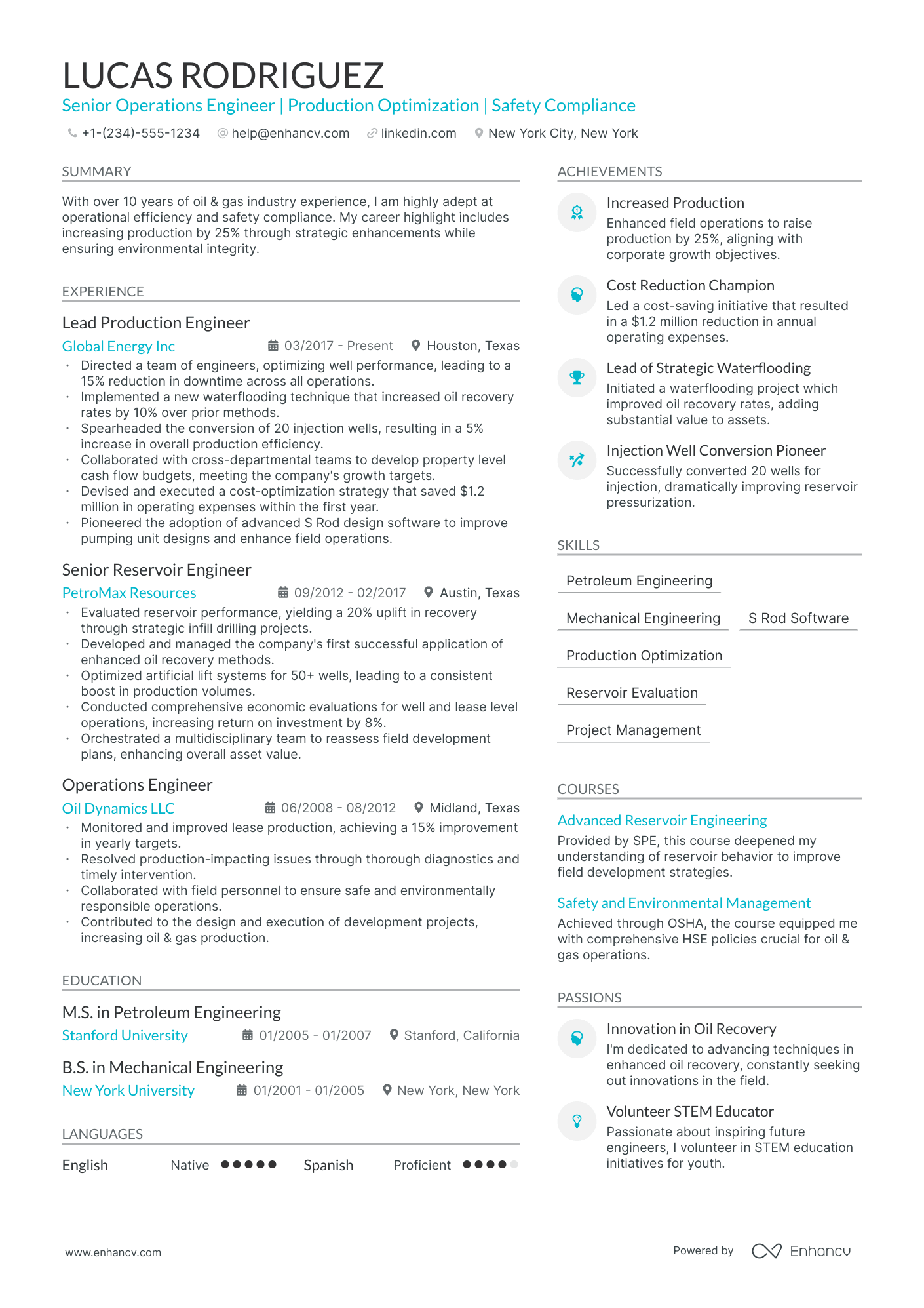 5 Petroleum Engineer Resume Examples & Guide for 2024
