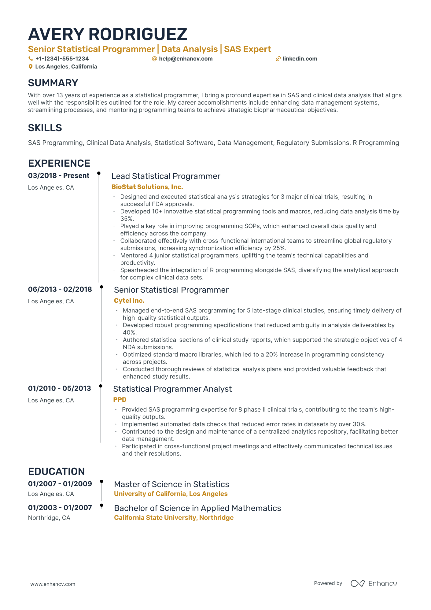 10 Statistical Programmer Resume Examples & Guide for 2026