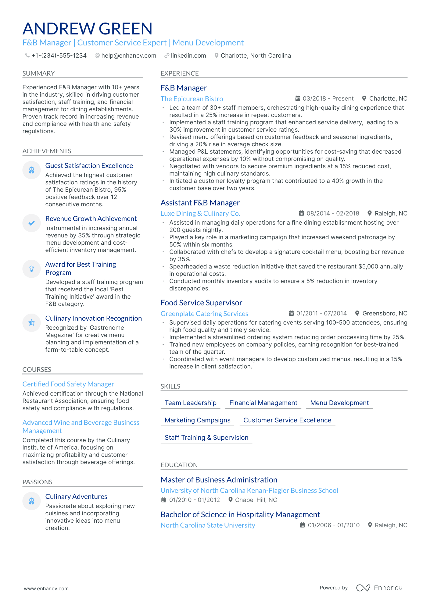 5 Reservations Manager Resume Examples & Guide for 2024