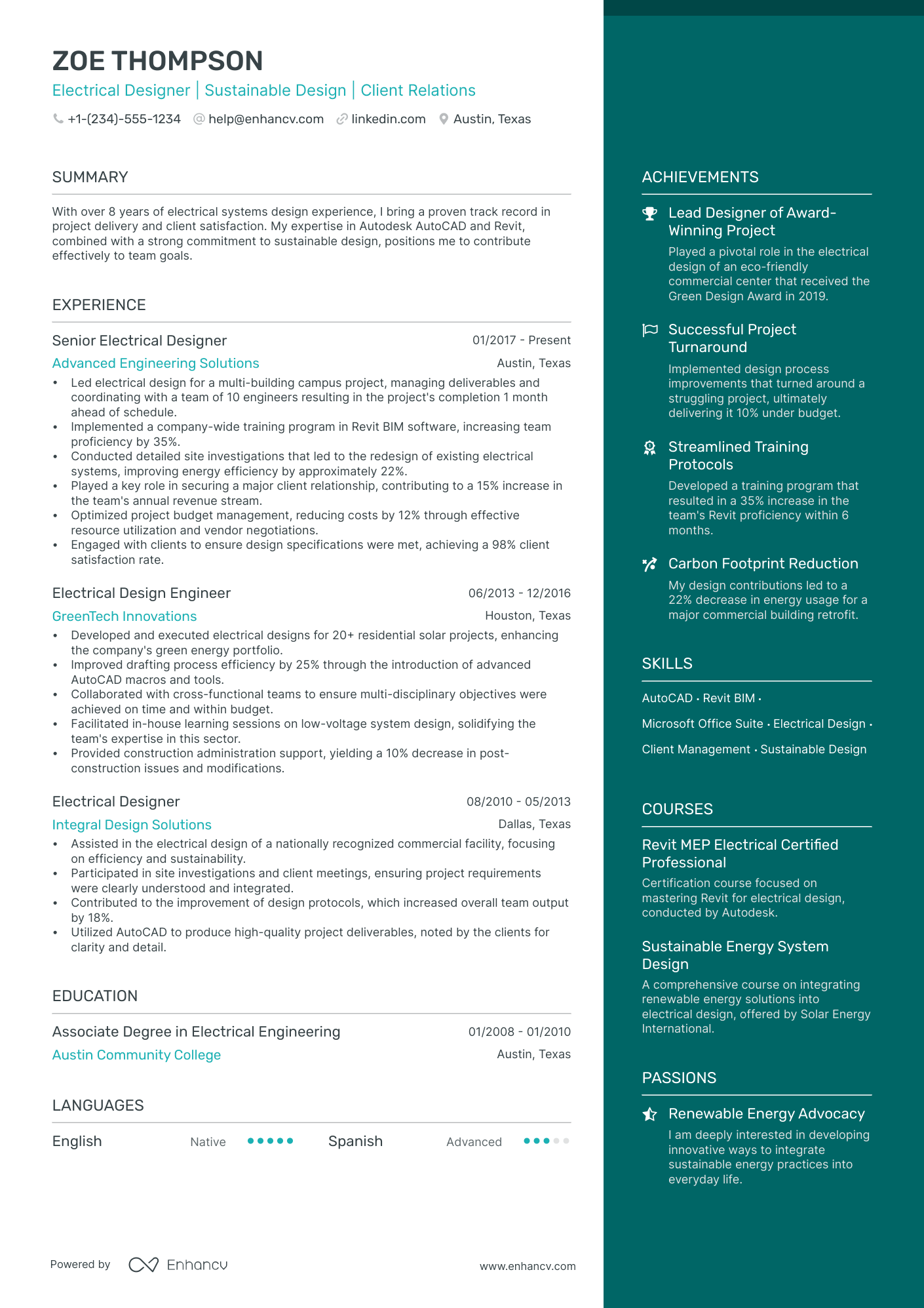 5 Electrical Designer Resume Examples & Guide for 2024