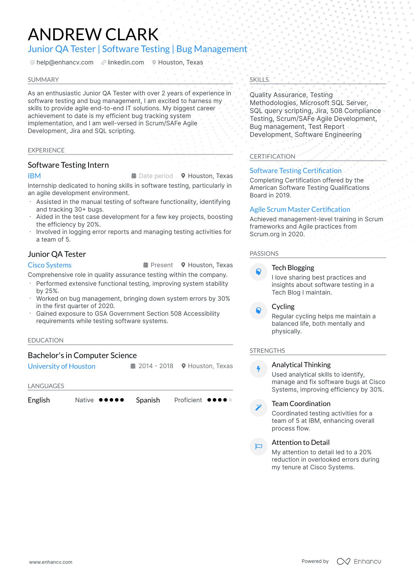 10 Junior QA Tester Resume Examples & Guide for 2025
