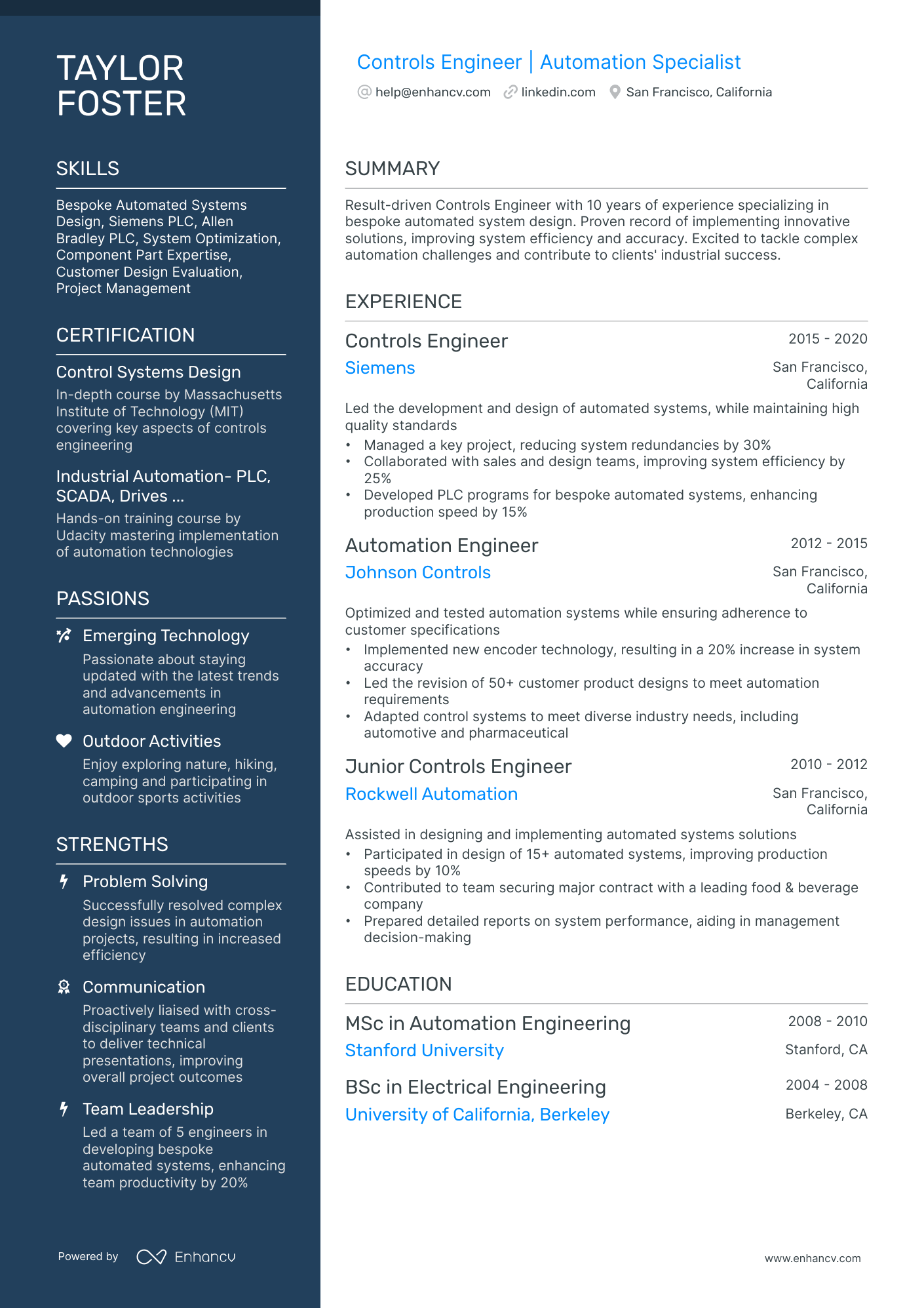 10 Controls Engineer Resume Examples & Guide for 2025