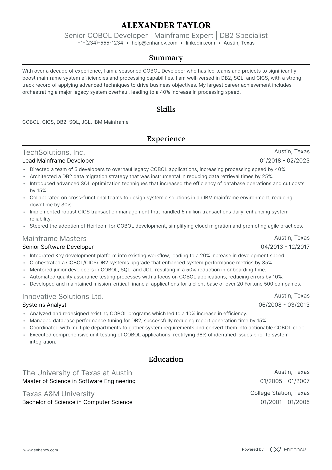 10 Cobol Developer Resume Examples & Guide for 2026