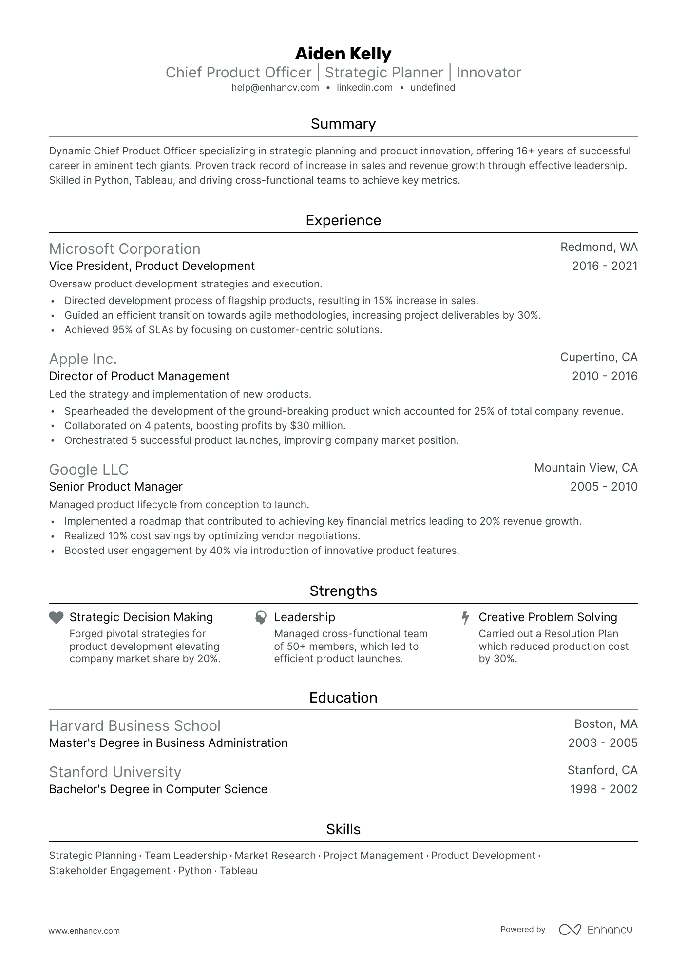 5 Chief Product Officer Resume Examples & Guide for 2024