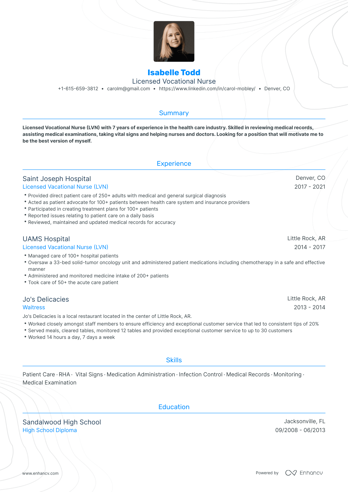 5 LVN Resume Examples & Guide for 2023