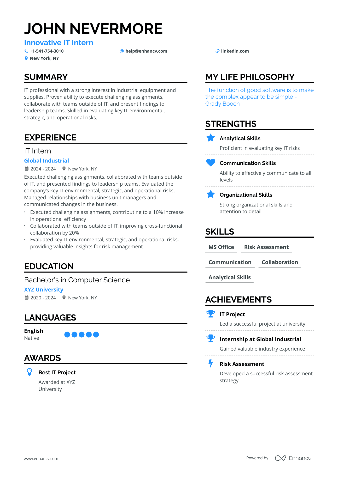 5 IT Intern Resume Examples & Guide for 2024