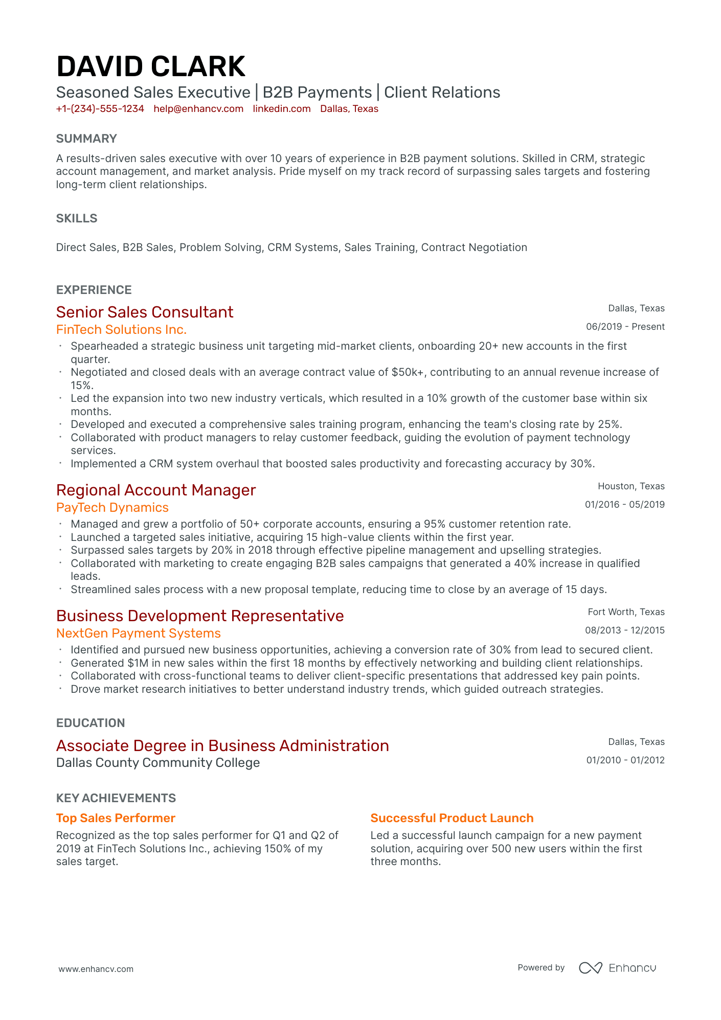 10 B2B Sales Resume Examples & Guide for 2025