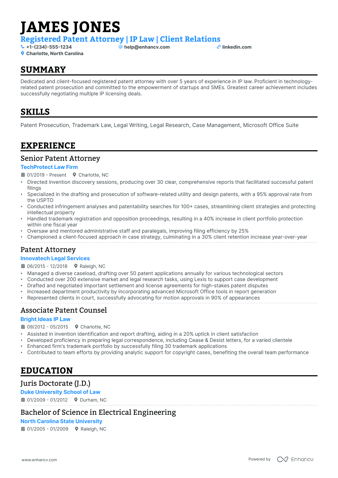 10 Patent Lawyer Resume Examples & Guide for 2026