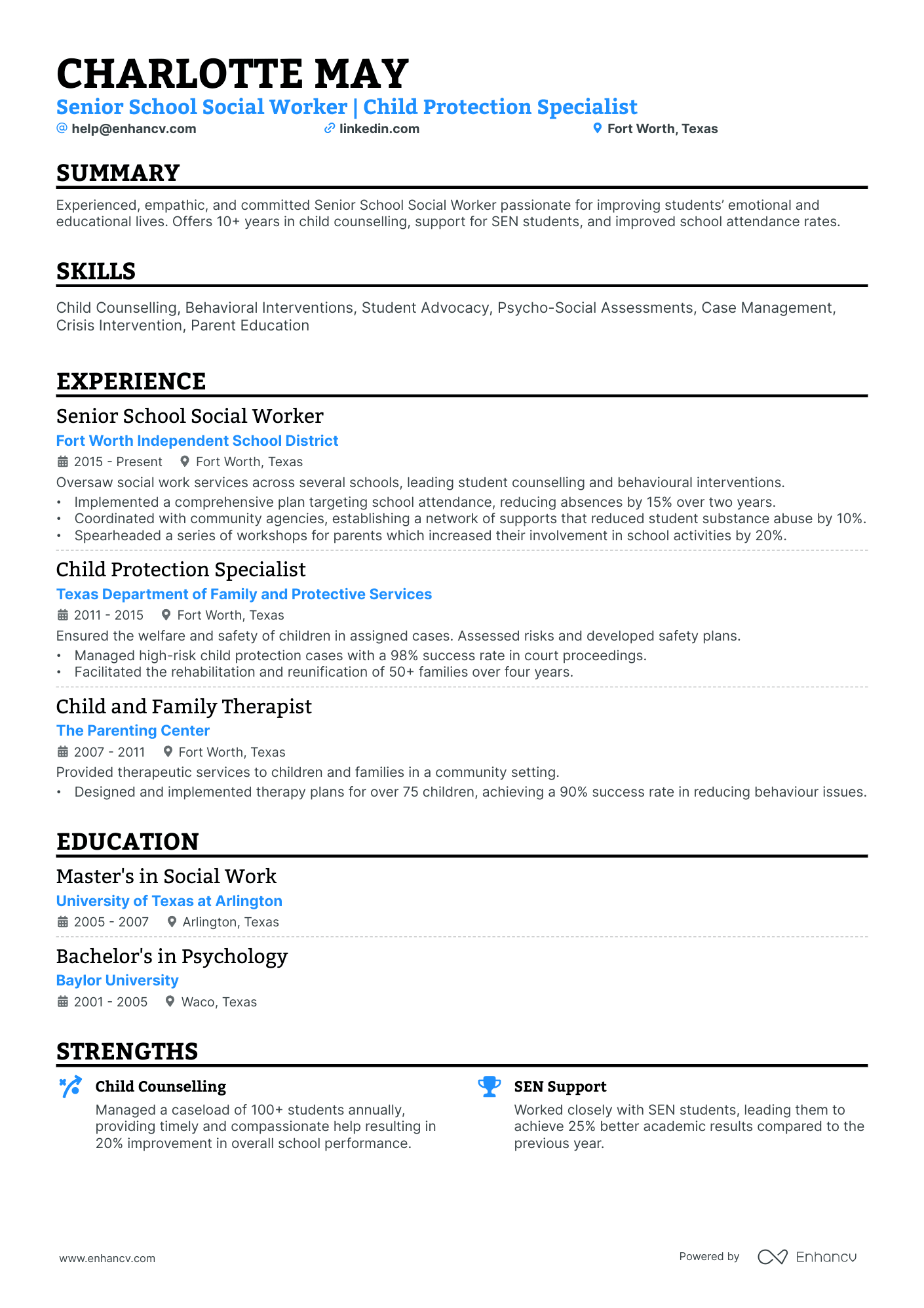10 School Social Worker Resume Examples & Guide for 2025