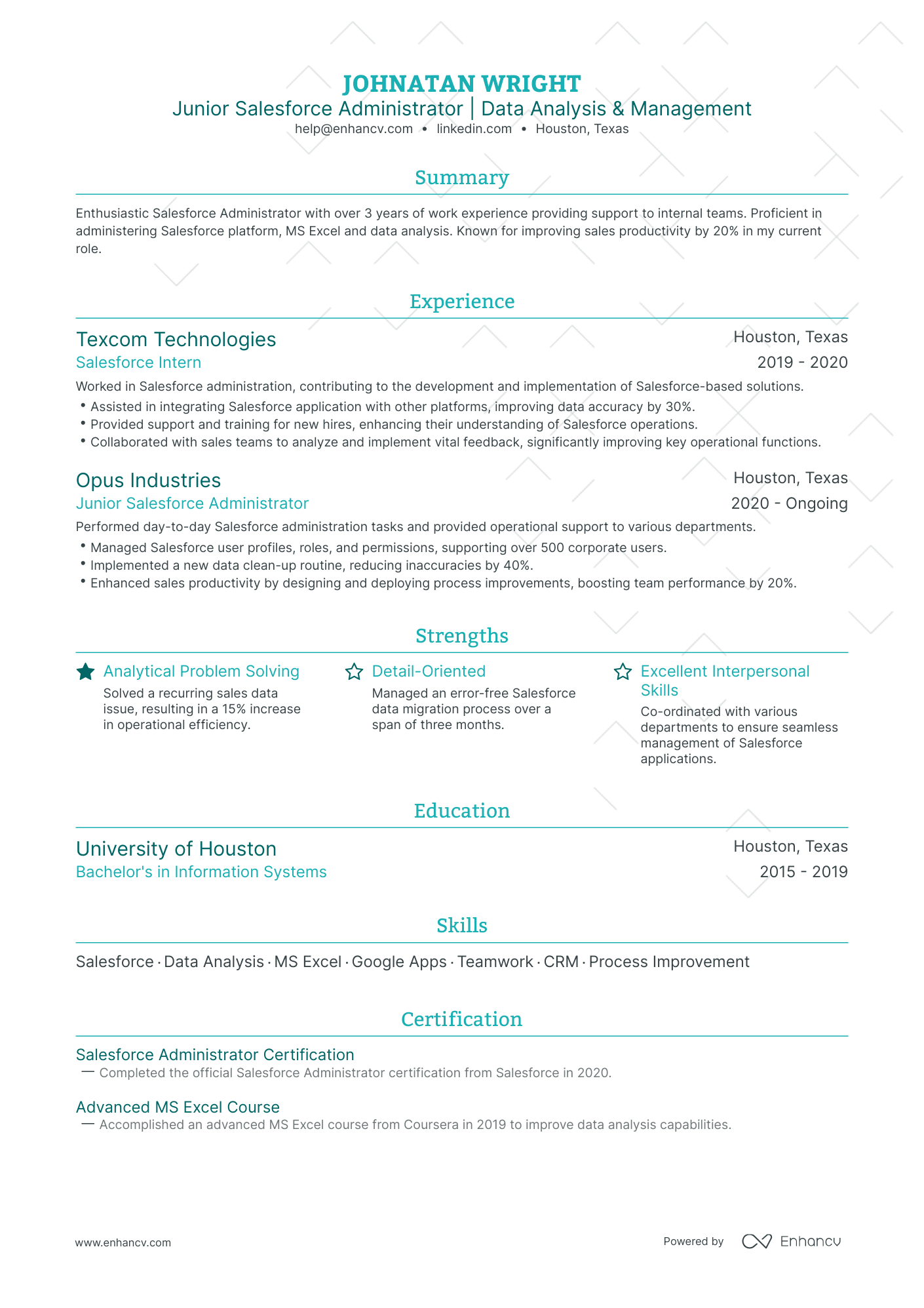 5 Junior Salesforce Admin Resume Examples & Guide for 2024