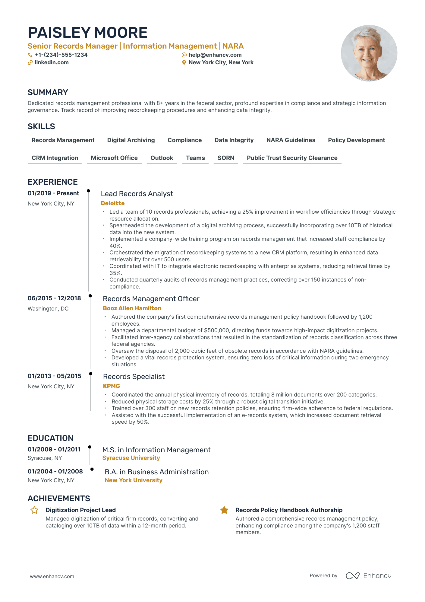 5 Records Manager Resume Examples & Guide for 2024