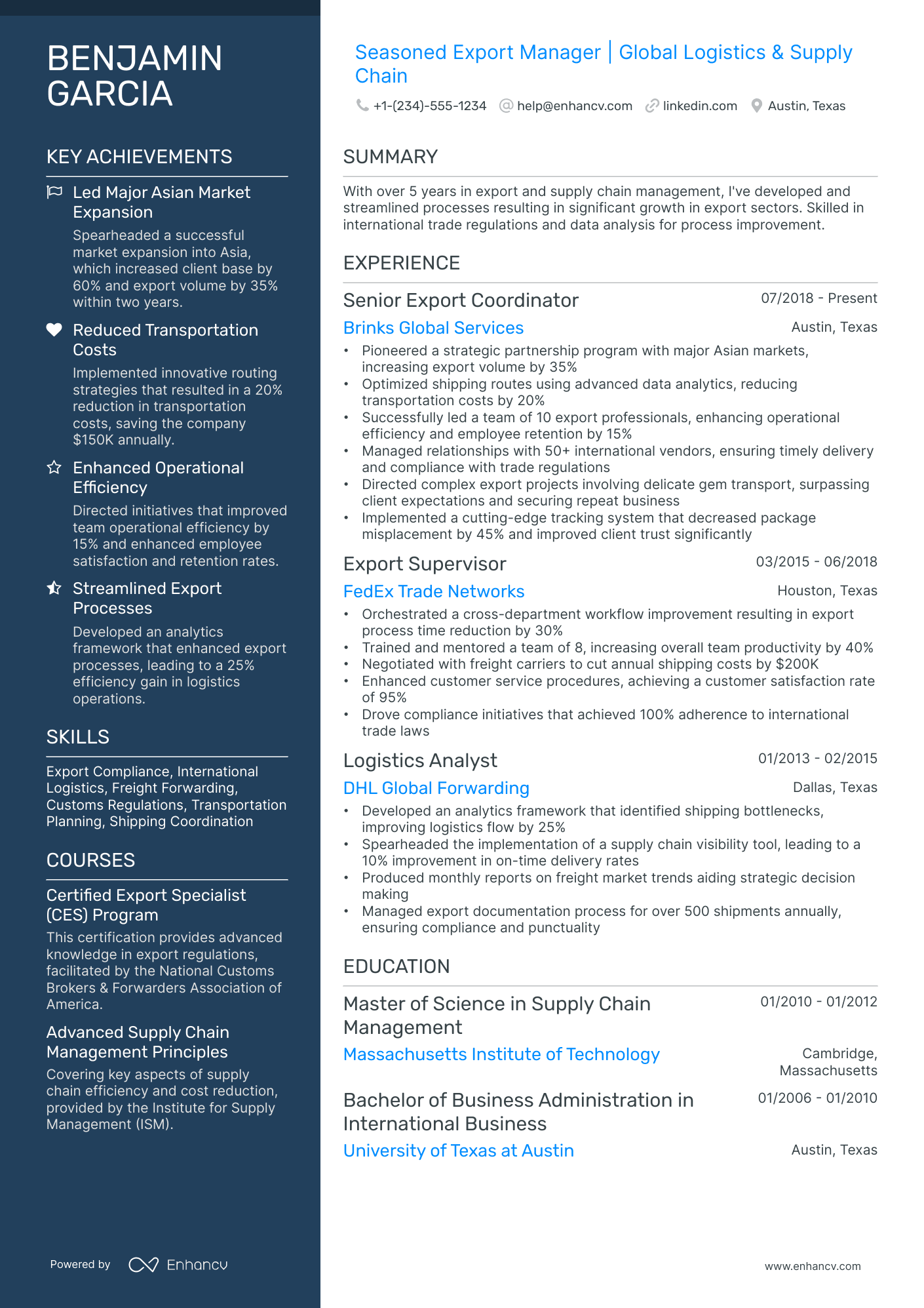 10 Export Manager Resume Examples & Guide for 2026