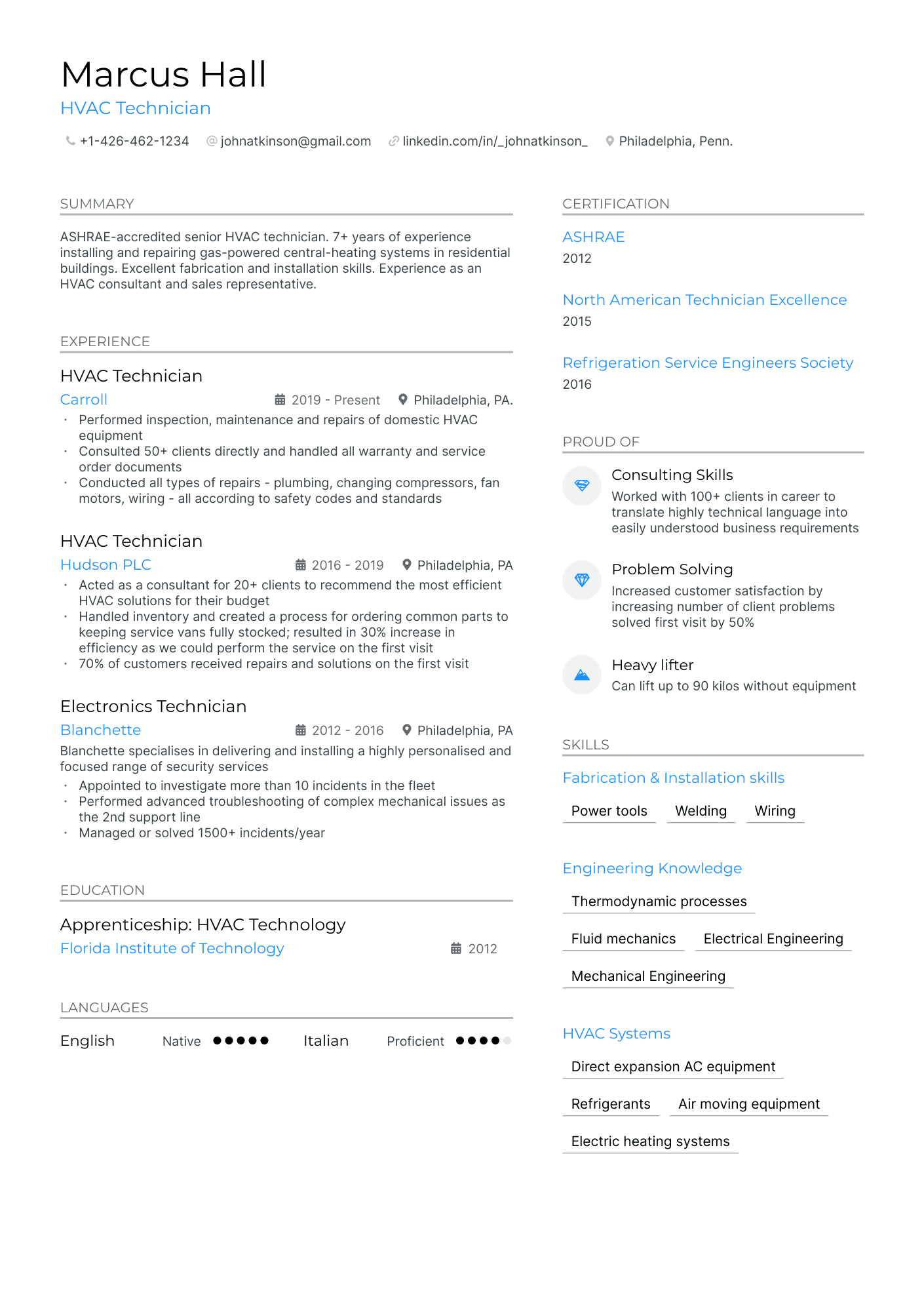 5 HVAC Resume Examples & Guide for 2024