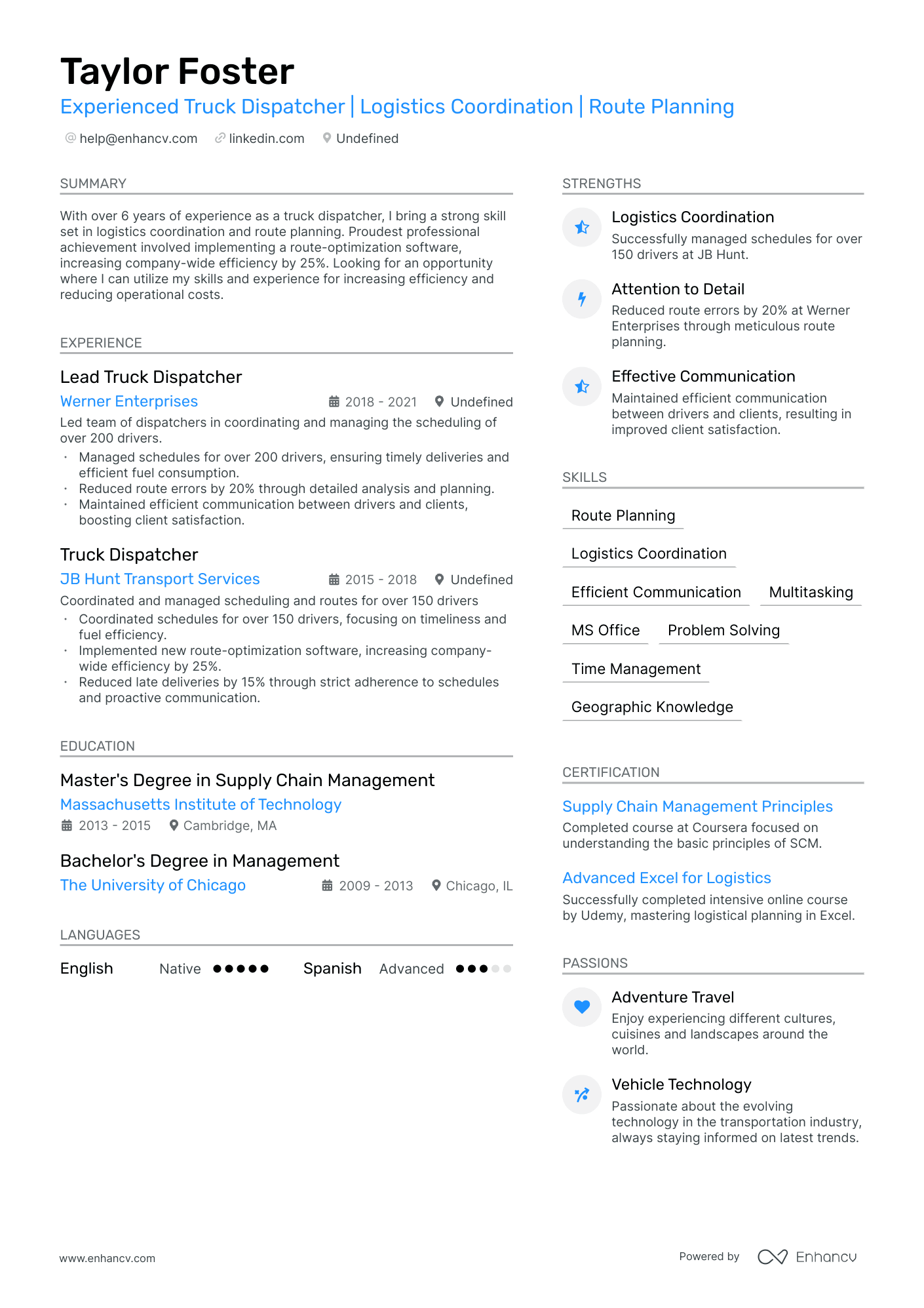 5 Truck Dispatcher Resume Examples & Guide for 2024