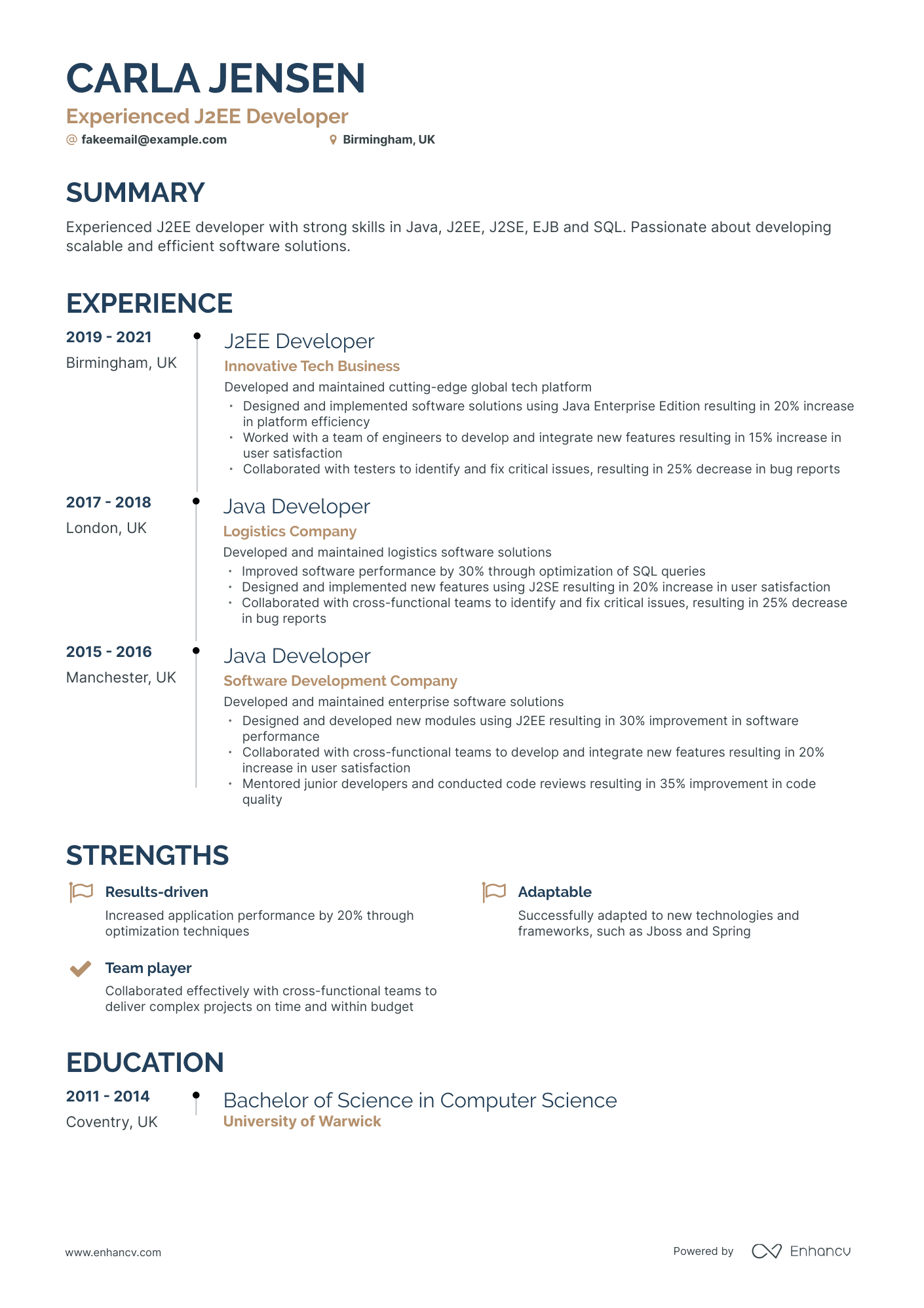 5 J2EE Developer Resume Examples & Guide for 2024