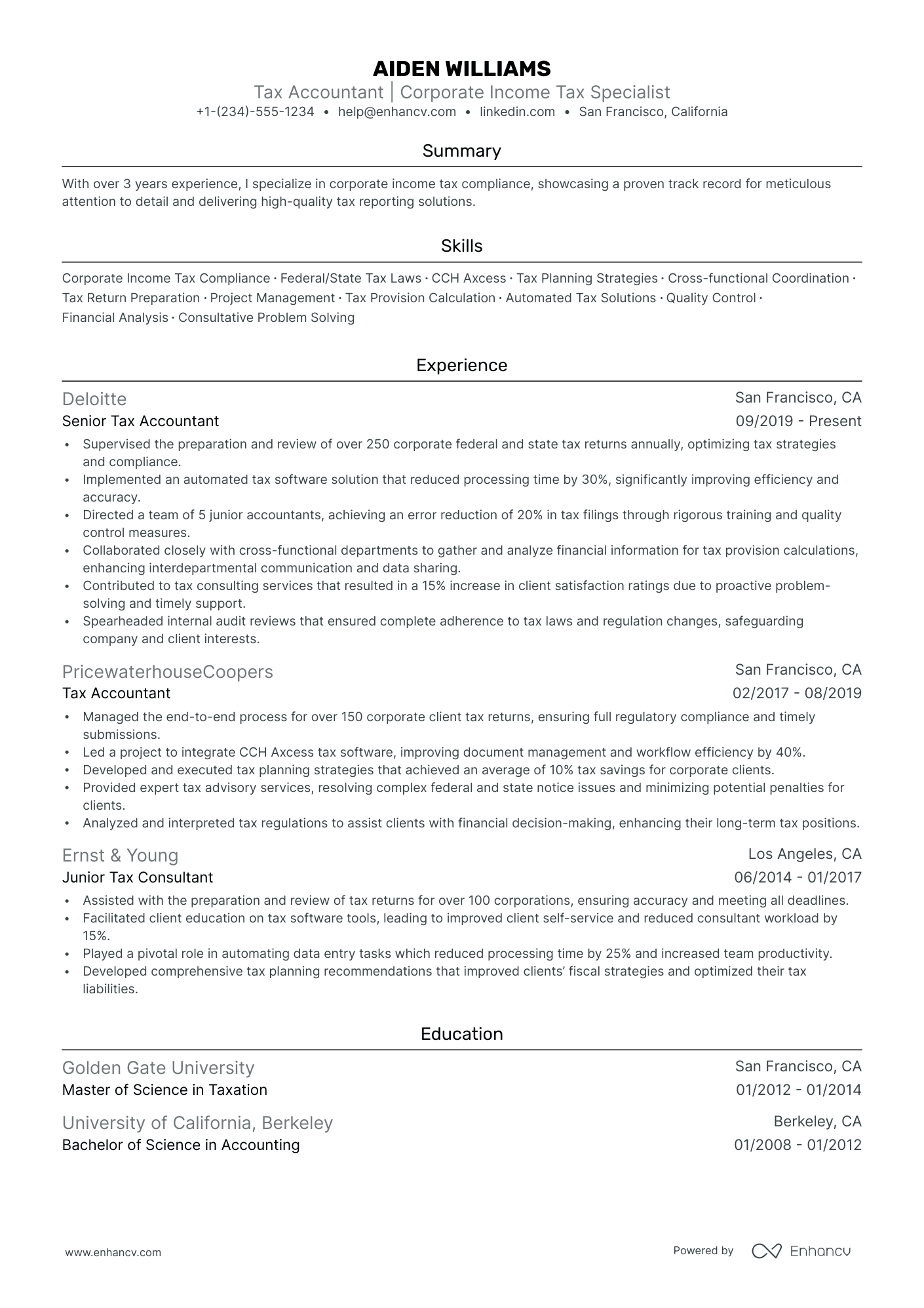 5 Tax Accountant Resume Examples & Guide for 2024