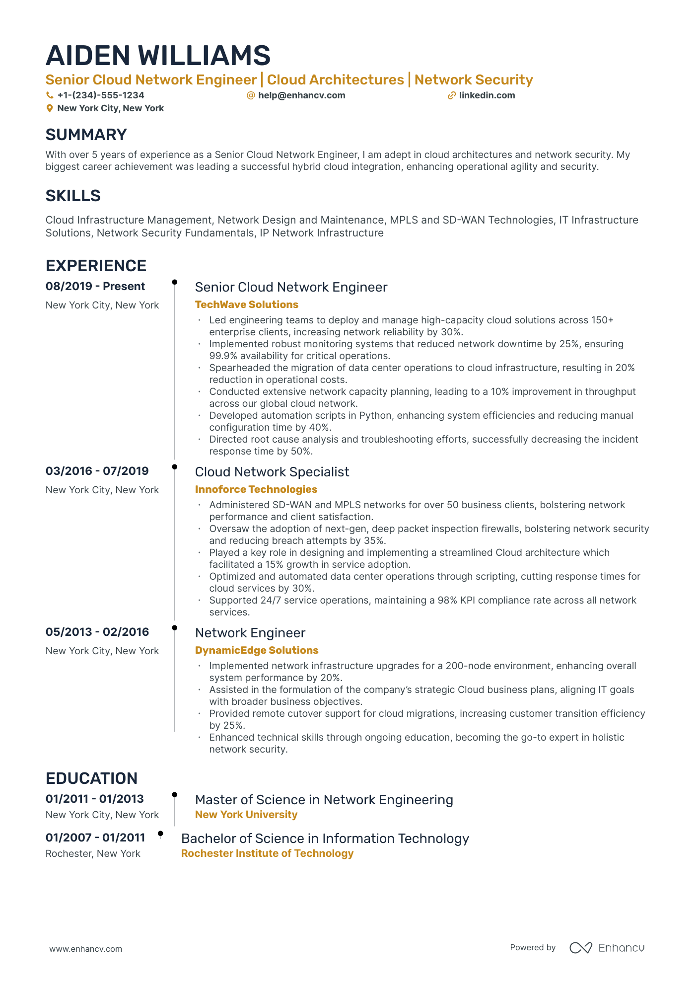 10 Cloud Network Engineer Resume Examples & Guide for 2026