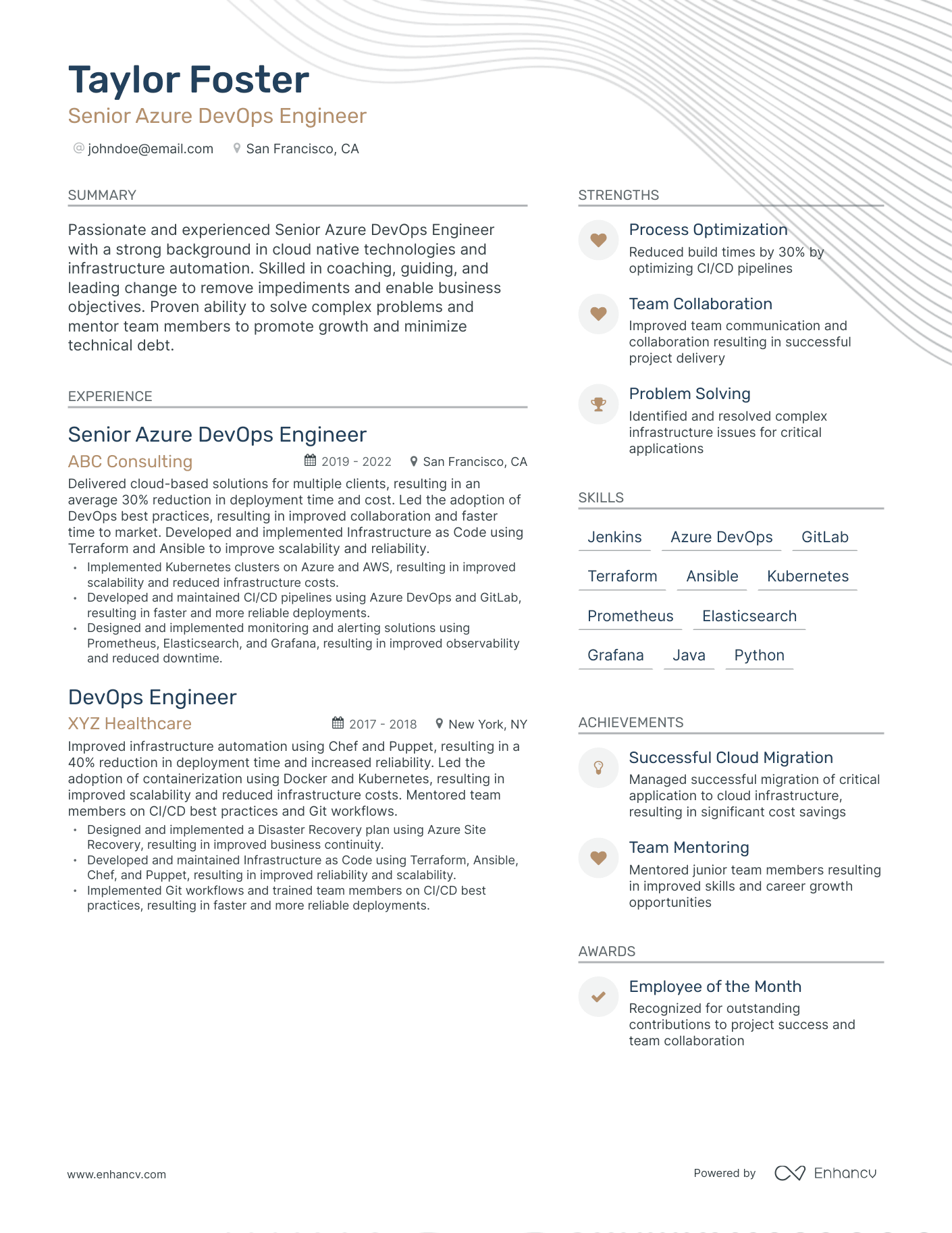 5 Azure Devops Engineer Resume Examples & Guide for 2024