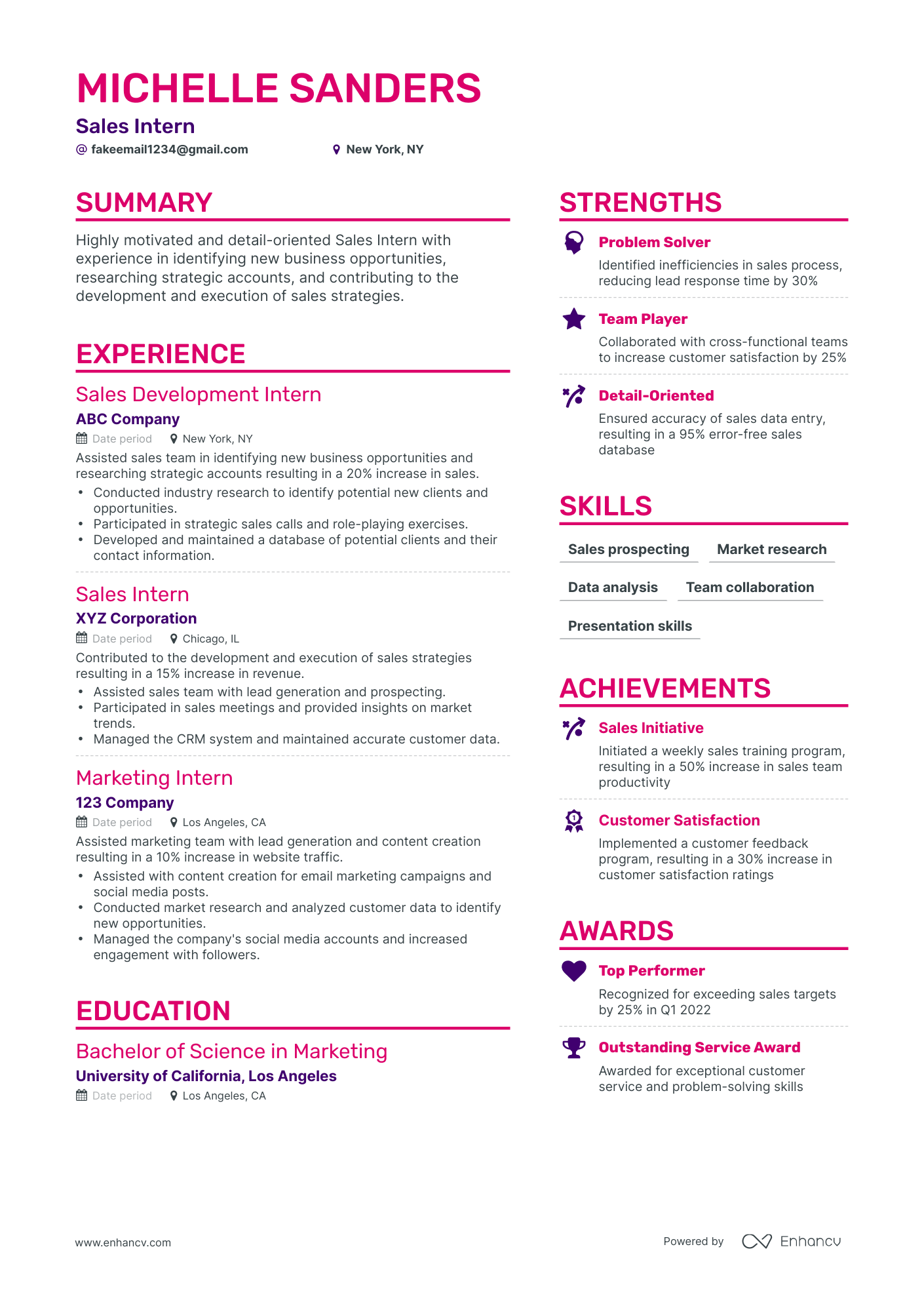 5 Sales Intern Resume Examples & Guide for 2023