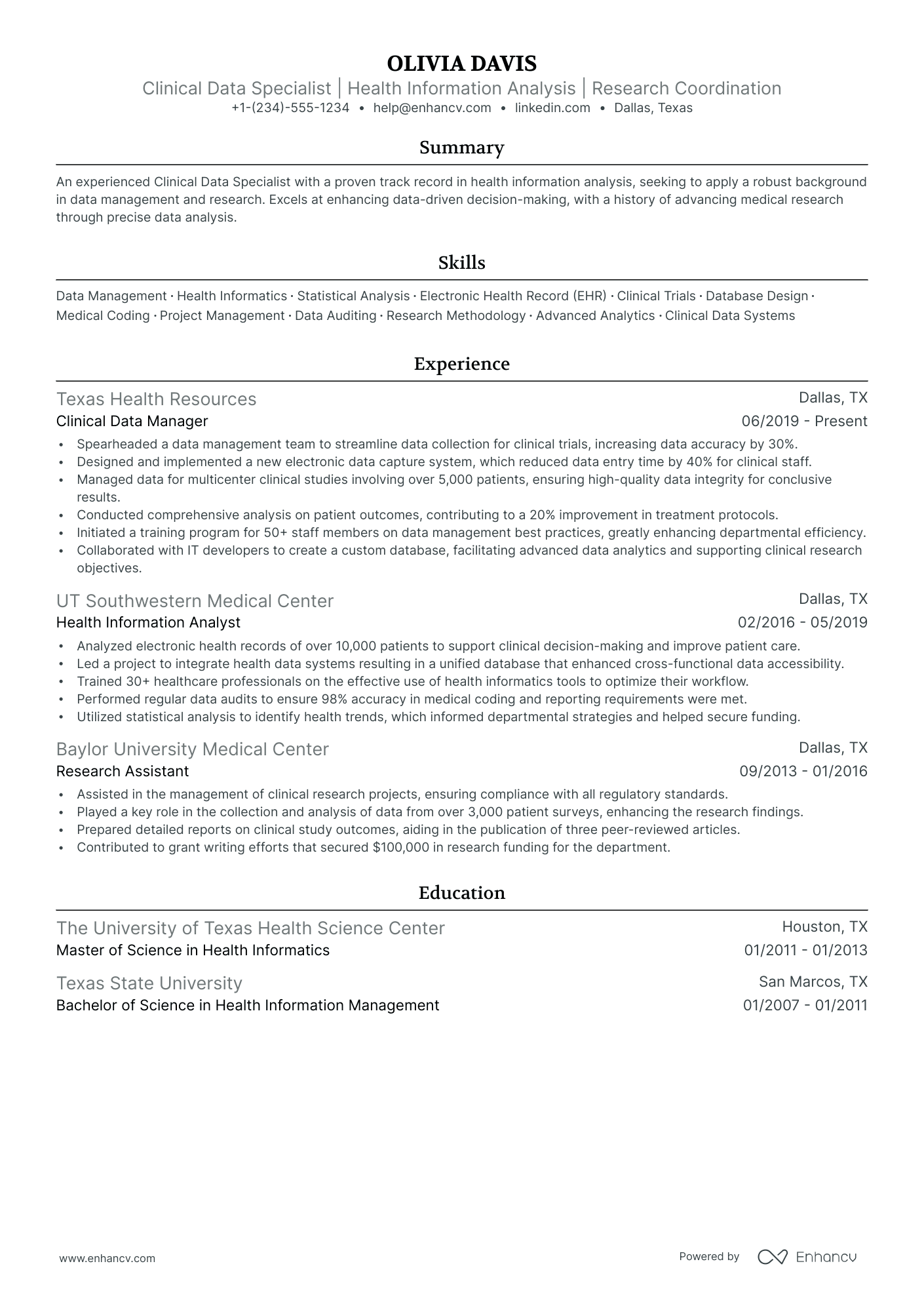 5 Clinical Data Analyst Resume Examples & Guide for 2024