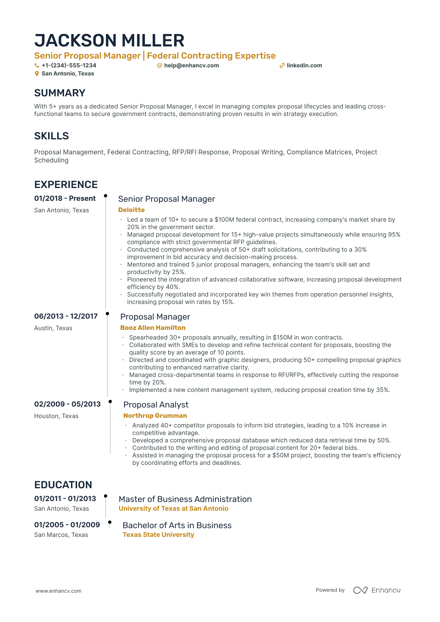 10 Proposal Manager Resume Examples & Guide for 2026