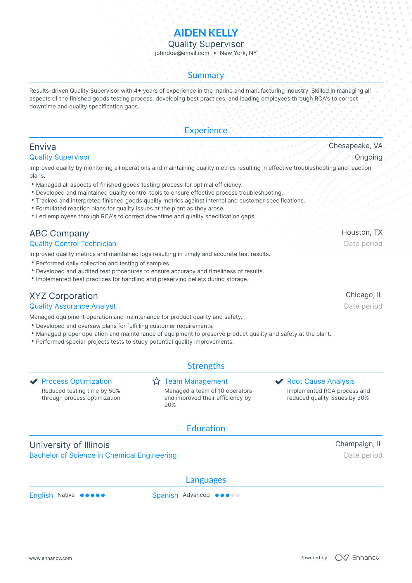 5 Quality Supervisor Resume Examples & Guide for 2023