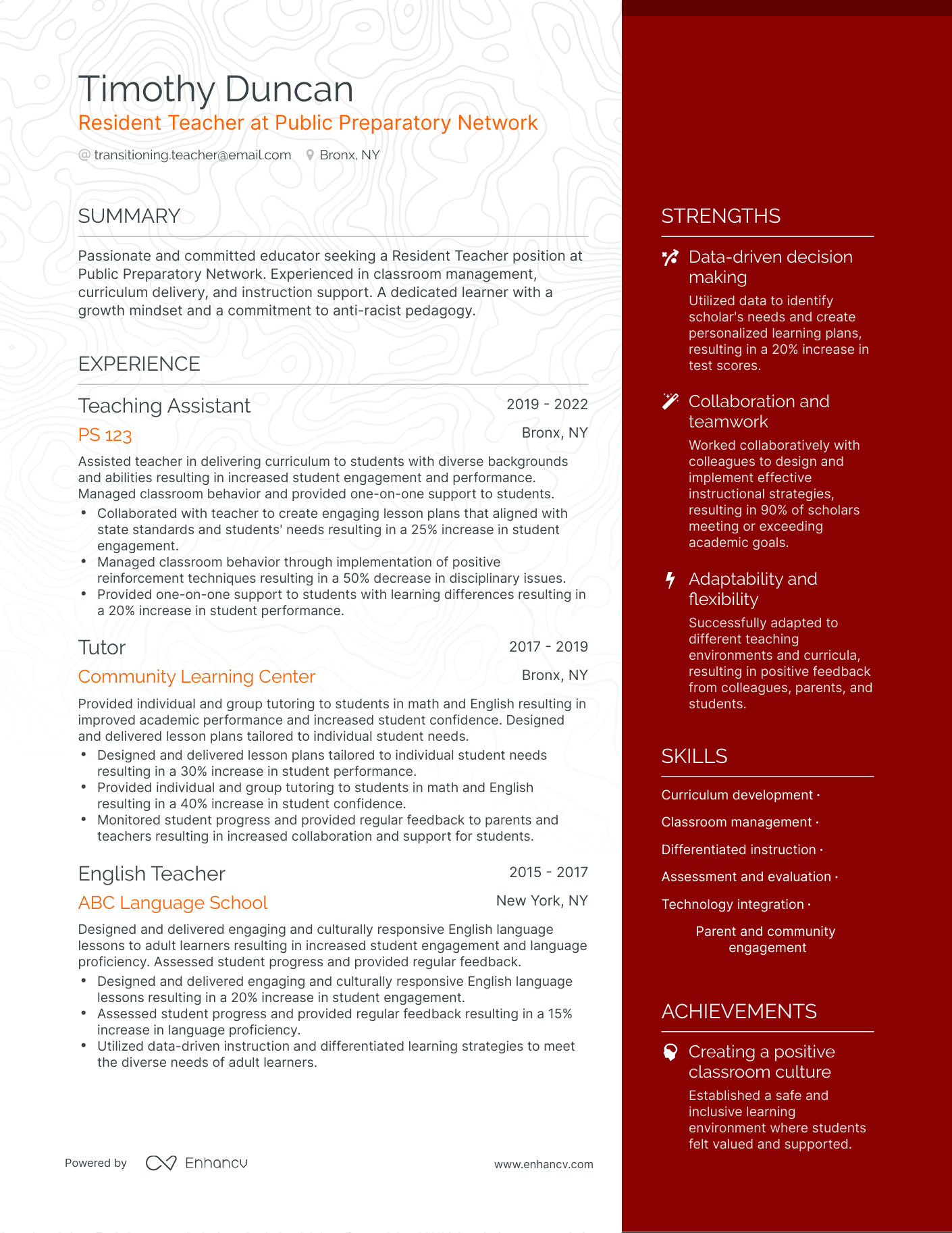 5 Transitioning Teacher Resume Examples & Guide for 2023