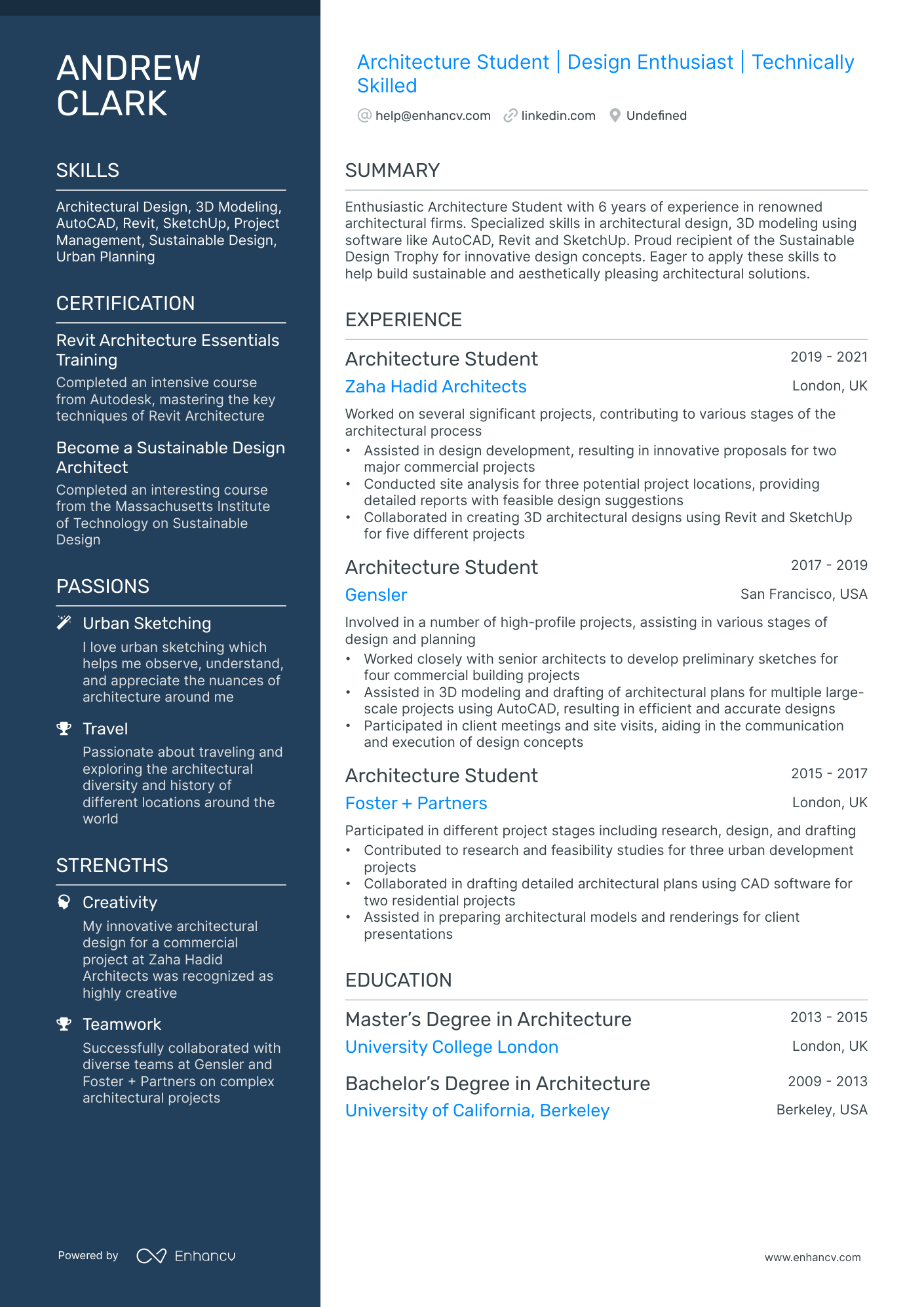 10 Architecture Student Resume Examples & Guide for 2025