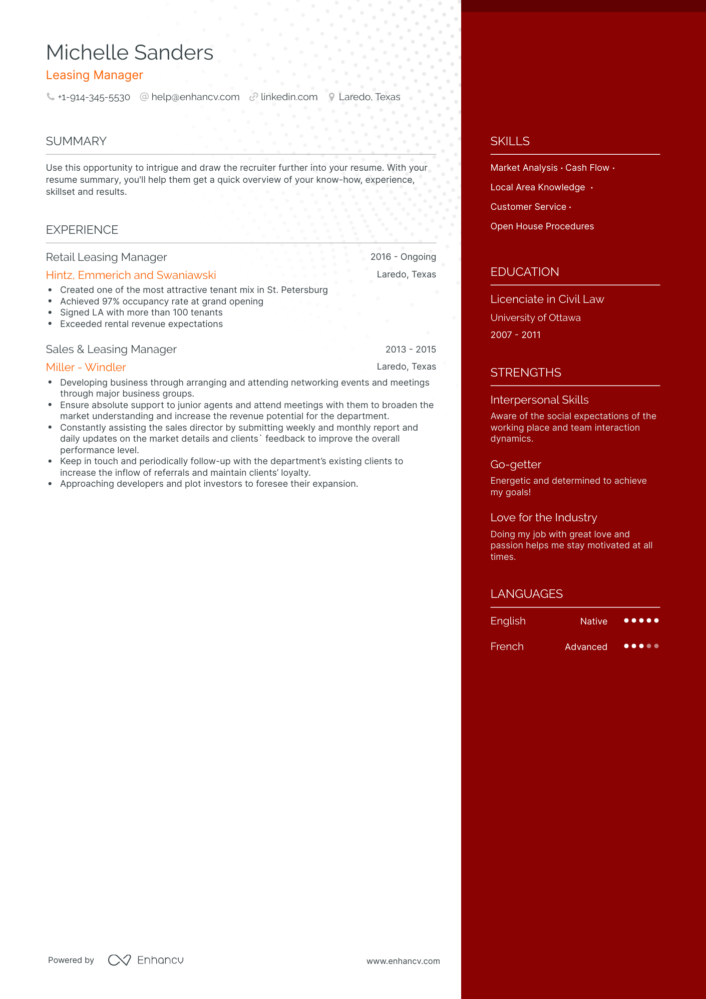 Leasing Manager Resume Examples & Guide for 2023 (Layout, Skills ...