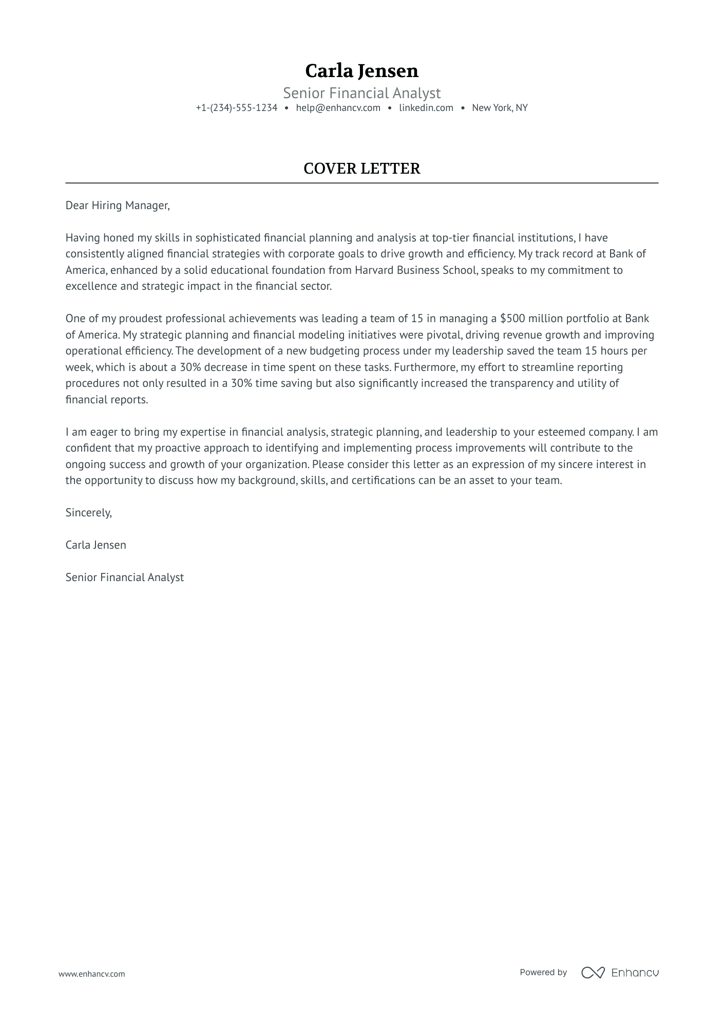 5 Professional MBA Cover Letter Examples and Template for 2026 | Enhancv