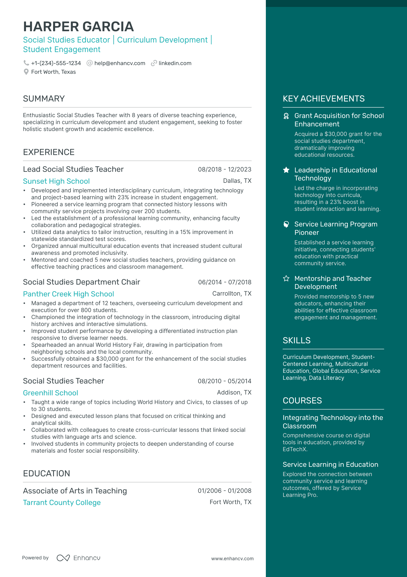 10 Social Studies Teacher Resume Examples & Guide for 2026