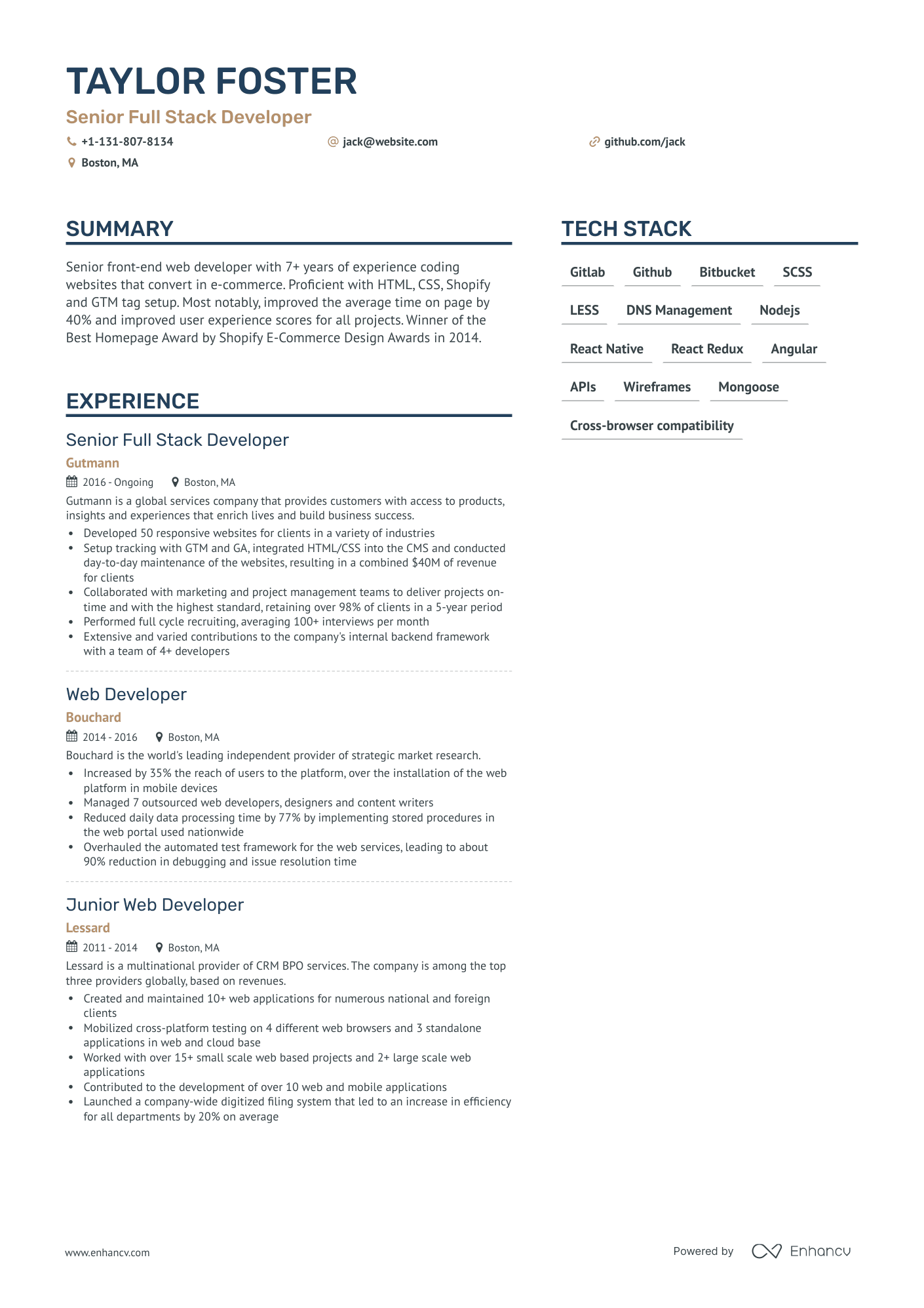8 Web Developer Resume Examples & Guide for 2023