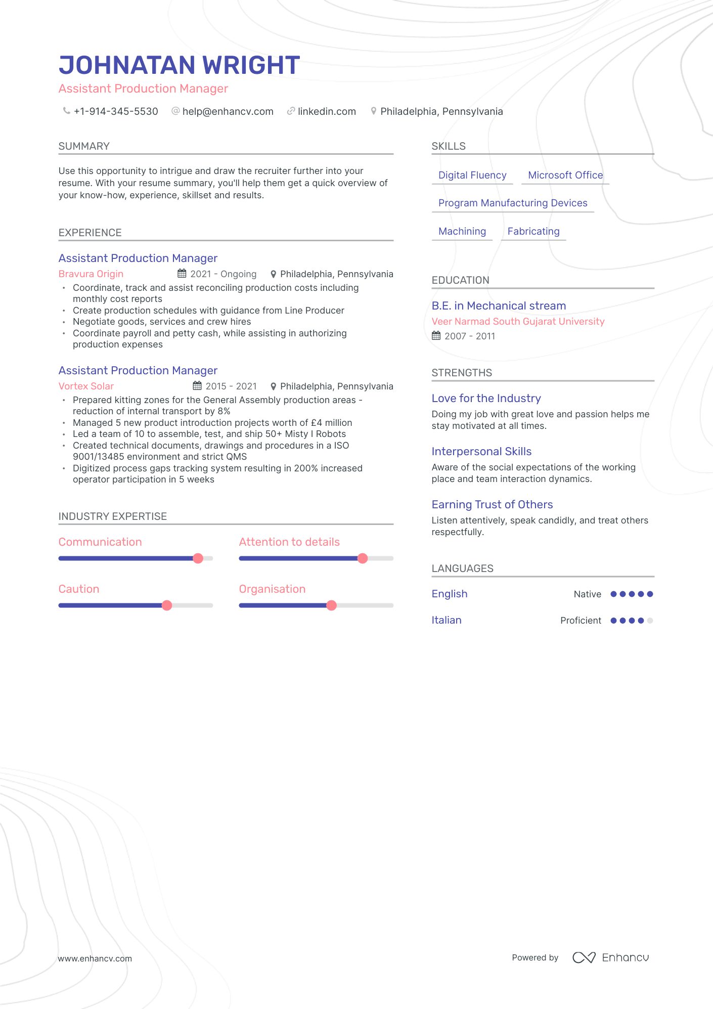Assistant Production Manager Resume Examples & Guide for 2023 (Layout ...