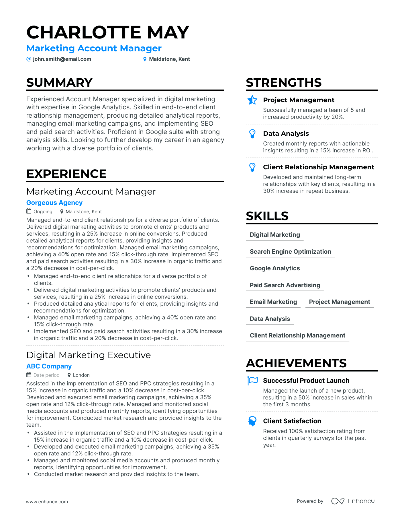 5 Marketing Account Manager Resume Examples & Guide for 2023