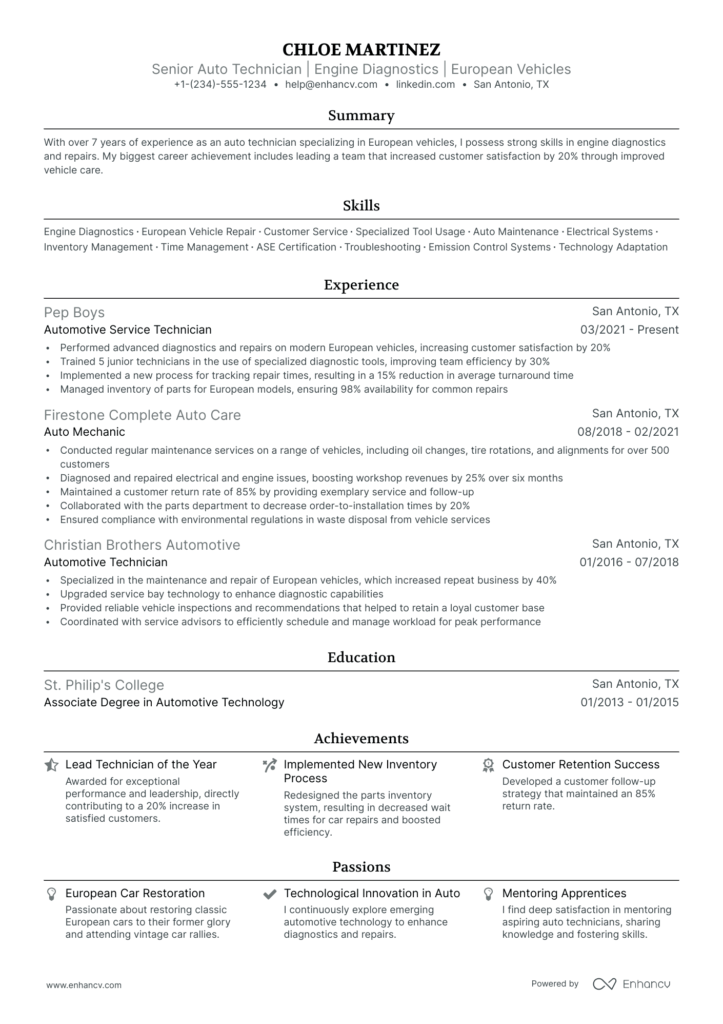 5 Automotive Technician Resume Examples & Guide for 2024