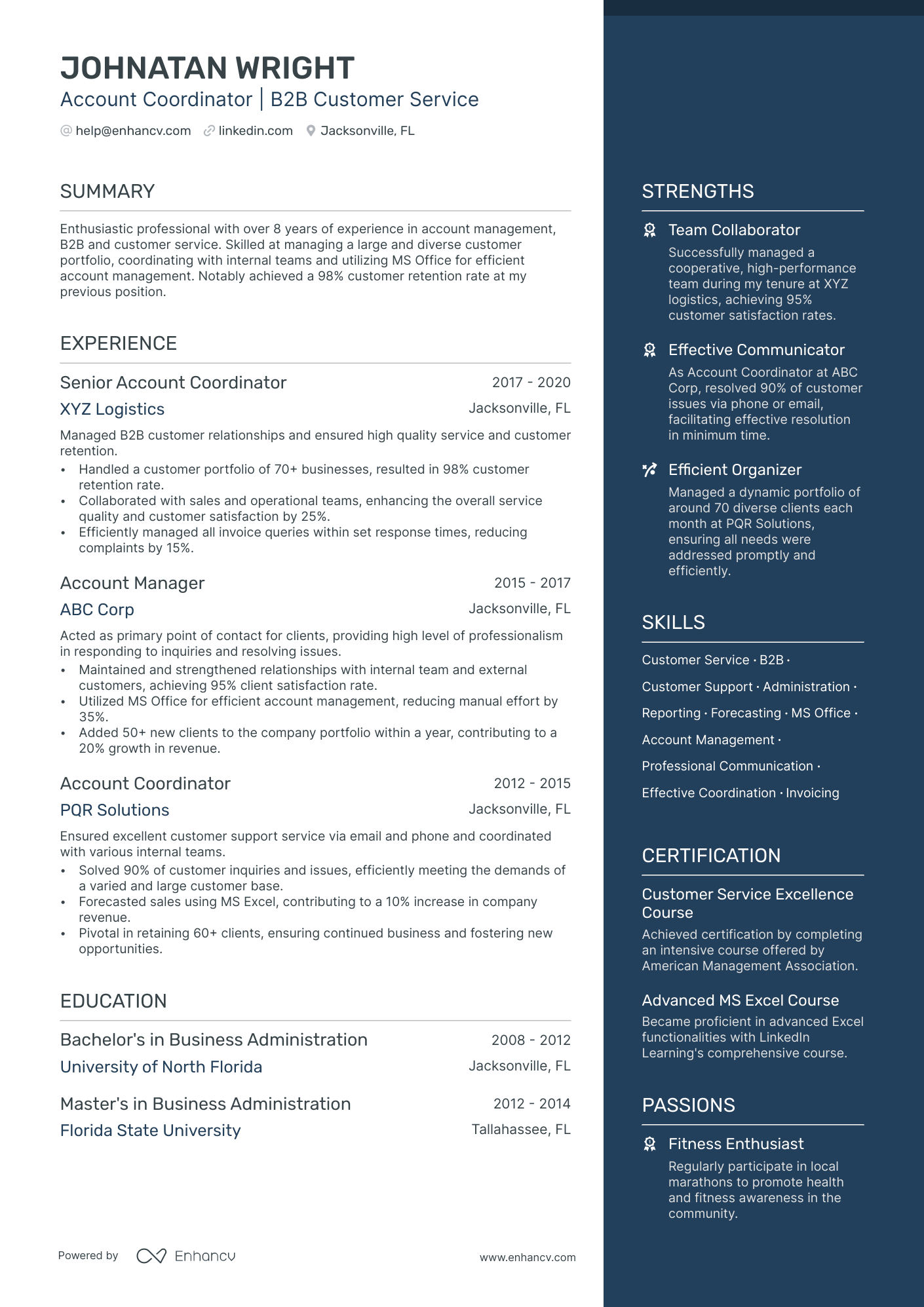 5 Account Coordinator Resume Examples & Guide for 2024