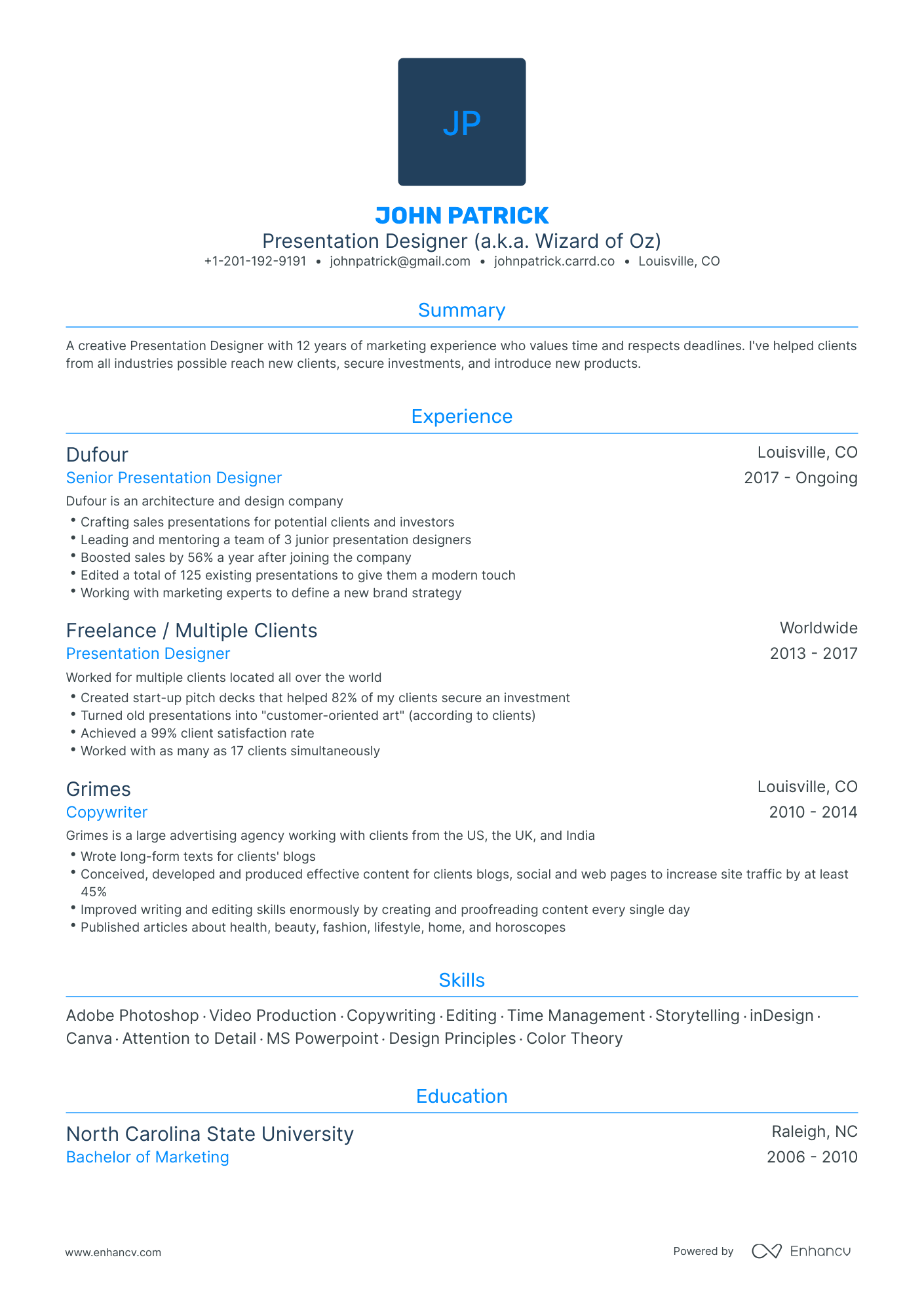 5 Presentation Designer Resume Examples & Guide for 2023