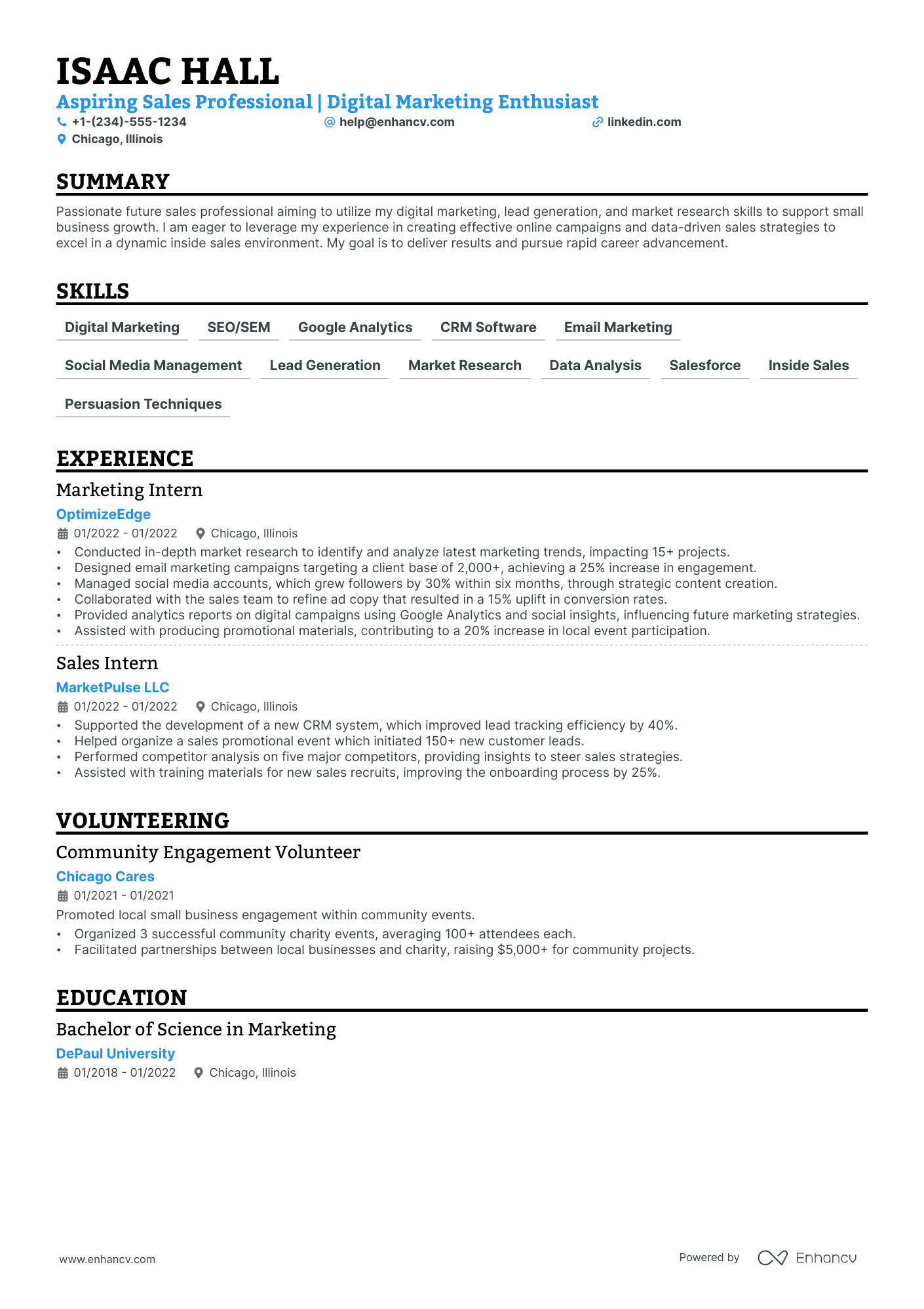 5 Entry Level Digital Marketing Resume Examples & Guide For 2024