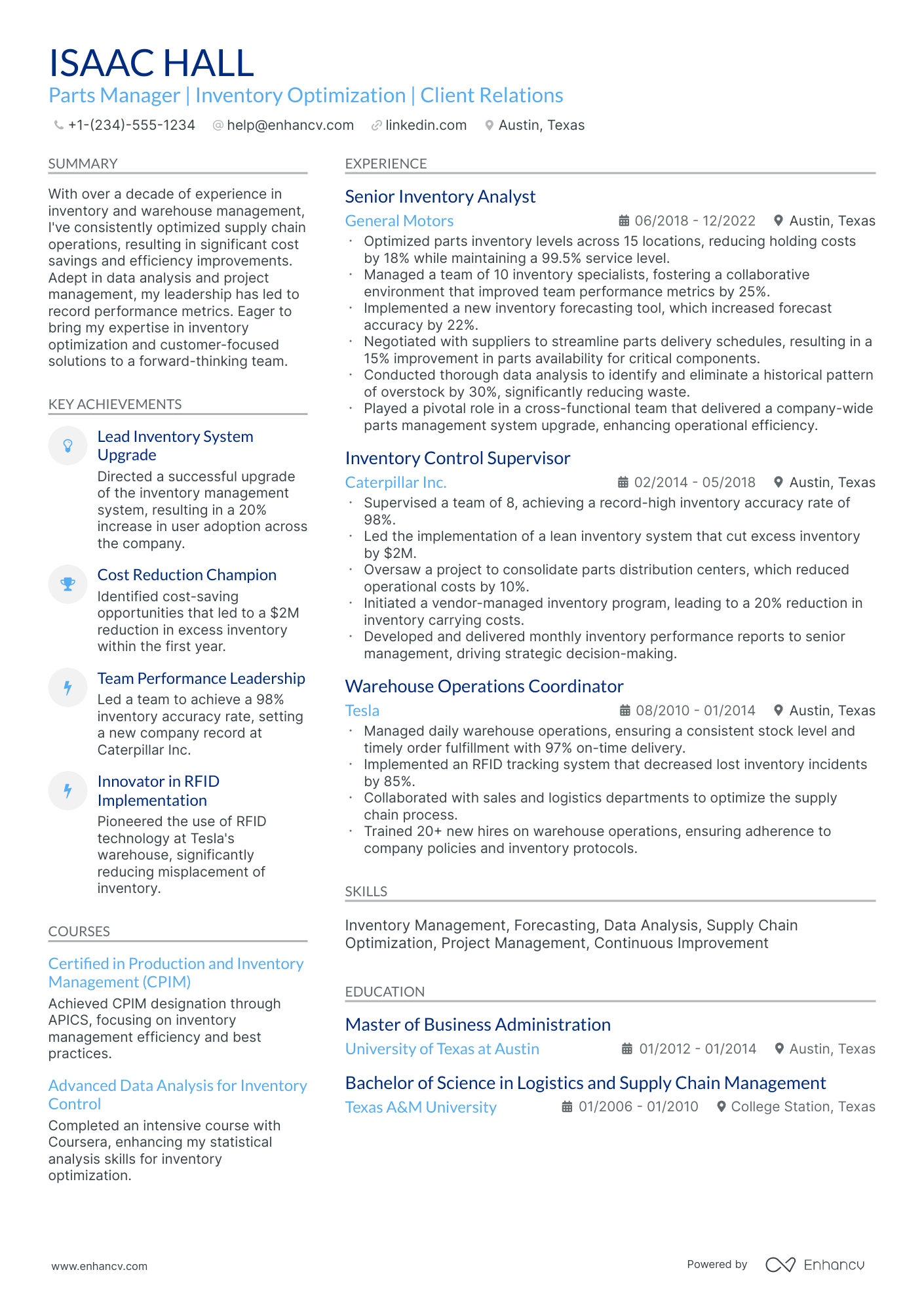 10 Parts Manager Resume Examples & Guide for 2026