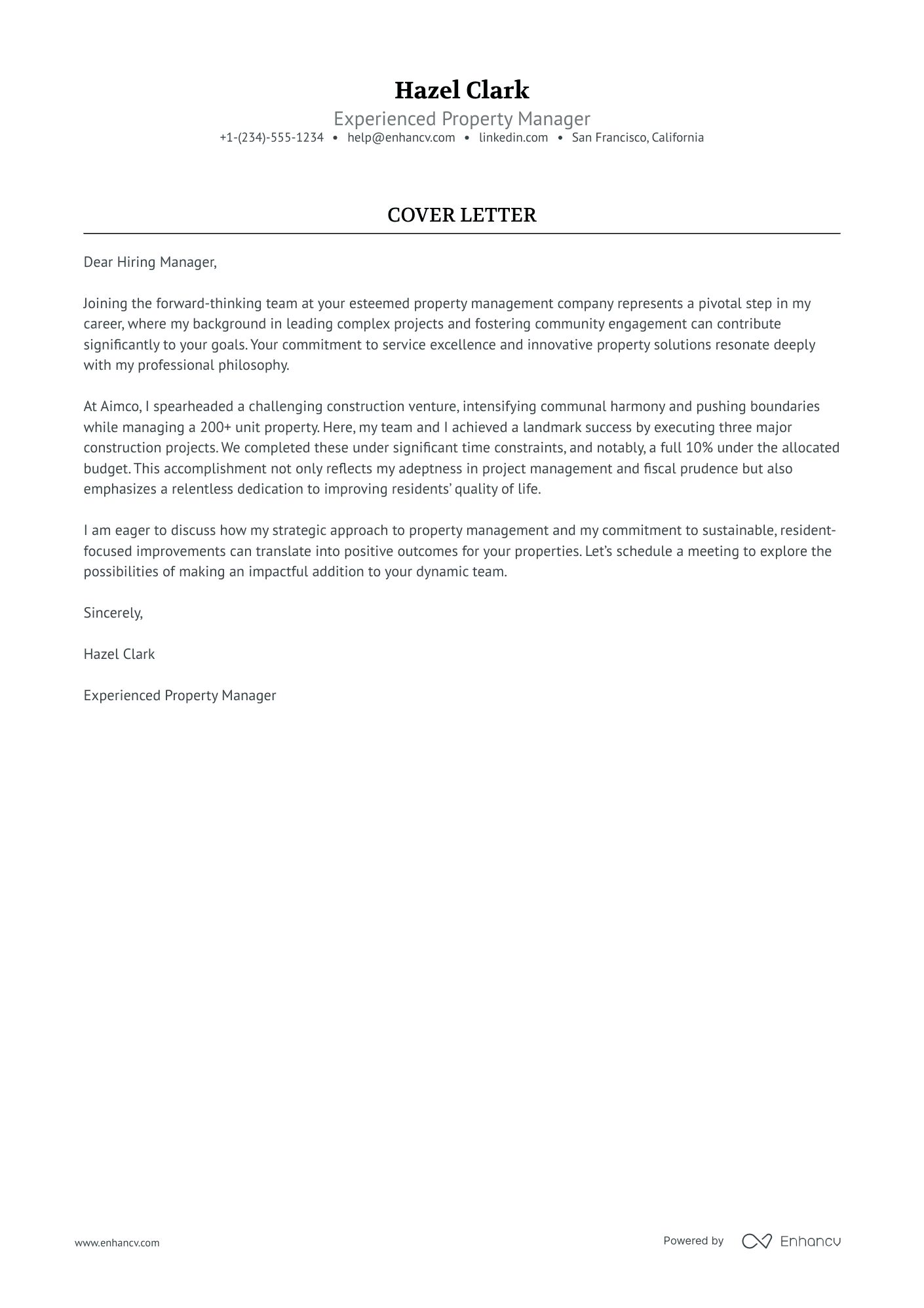 7 Professional Property Manager Cover Letter Examples and Template for ...