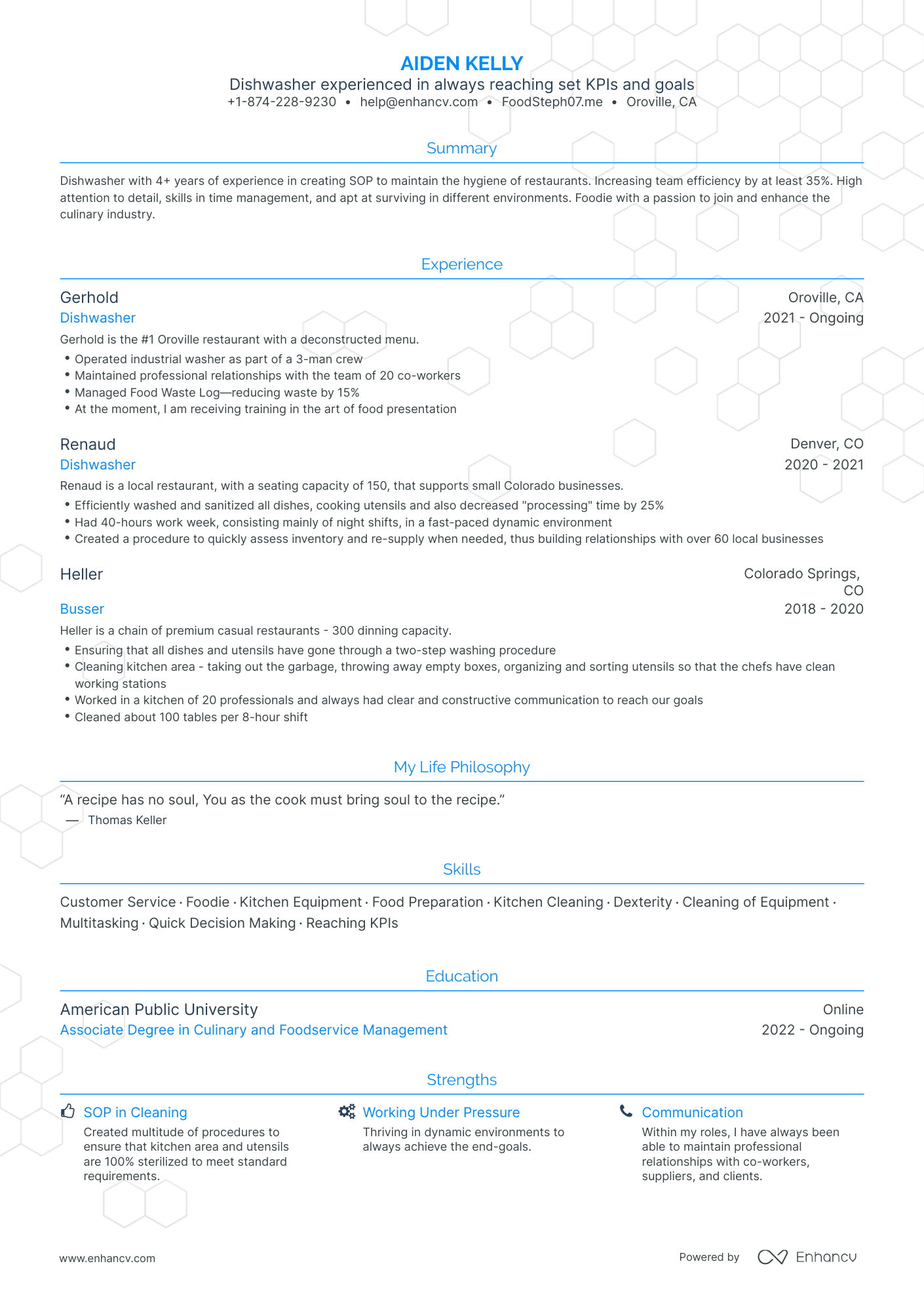 Dishwasher Resume Examples & Guide for 2023 (Layout, Skills, Keywords ...