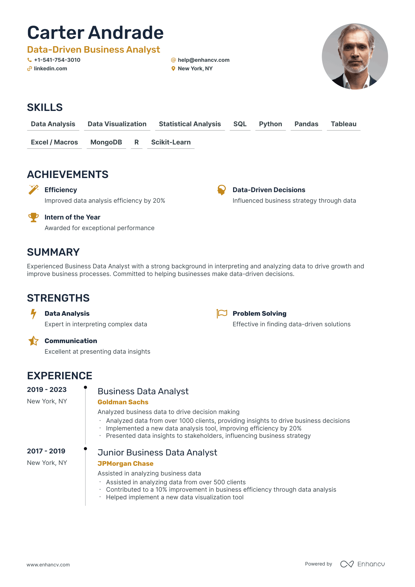 5 Business Data Analyst Resume Examples & Guide for 2024