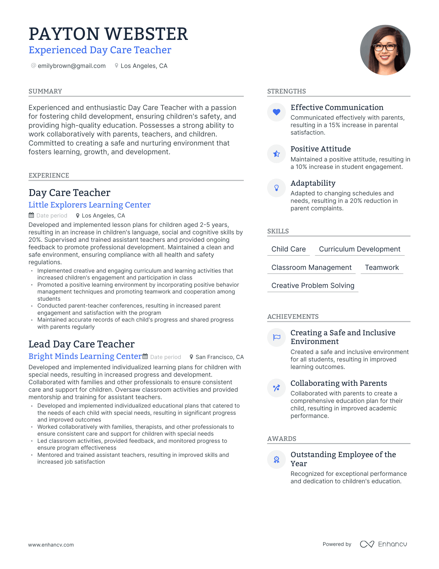 5 Day Care Teacher Resume Examples & Guide for 2023