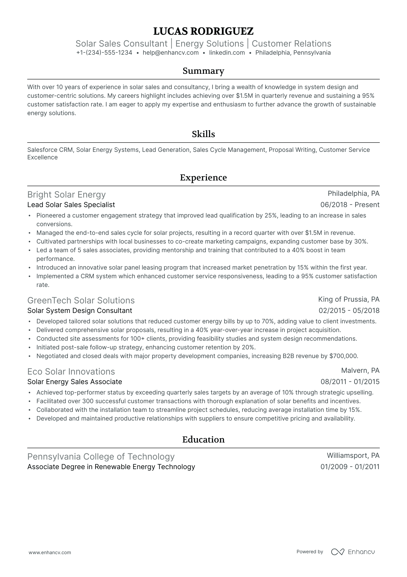 10 Solar Sales Resume Examples & Guide for 2026