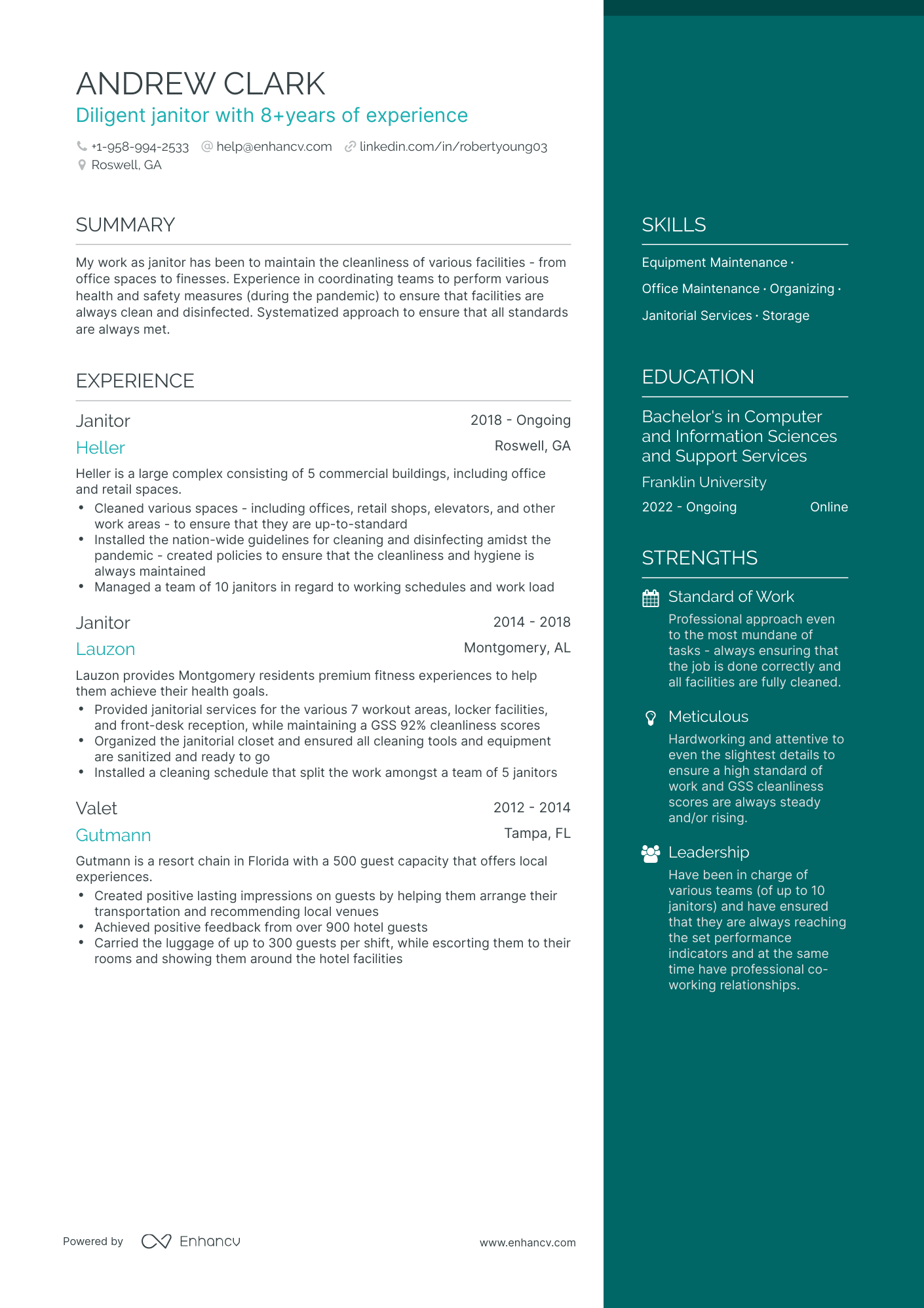 Janitor Resume Examples & Guide for 2023 (Layout, Skills, Keywords ...