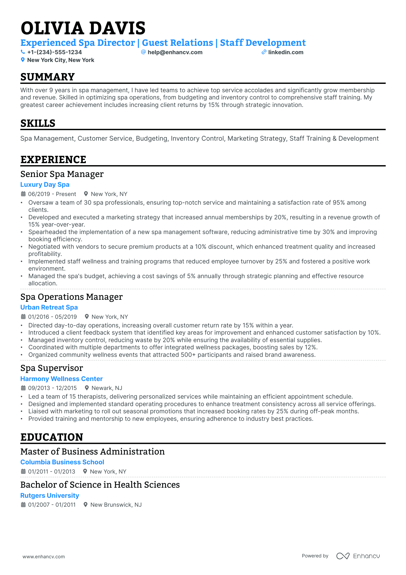 10 Spa Director Resume Examples & Guide for 2026